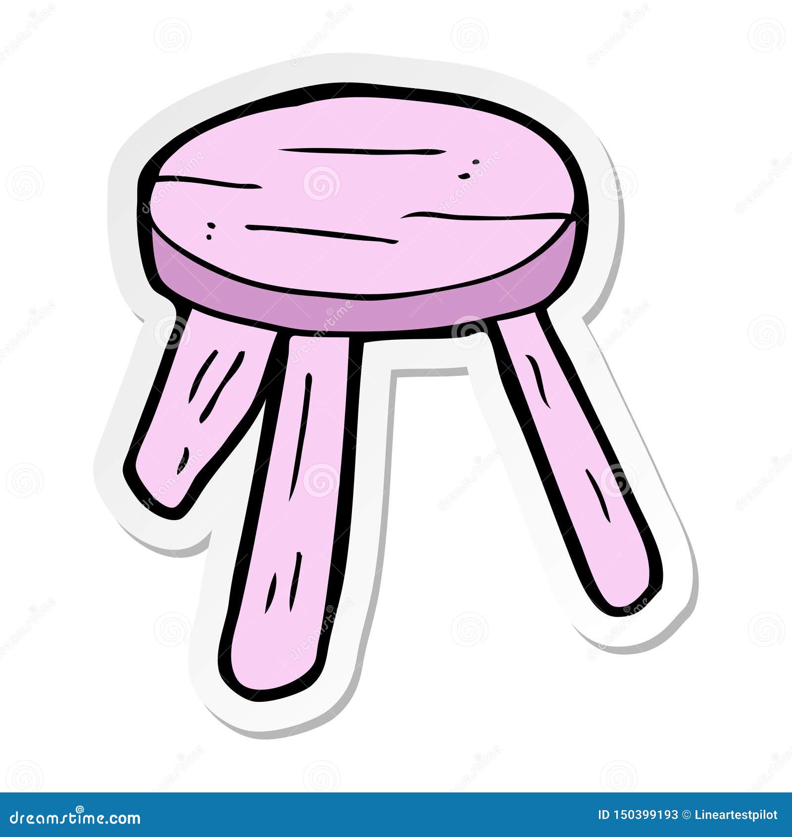 Sticker of a Cartoon Pink Stool Stock Vector - Illustration of cheerful ...