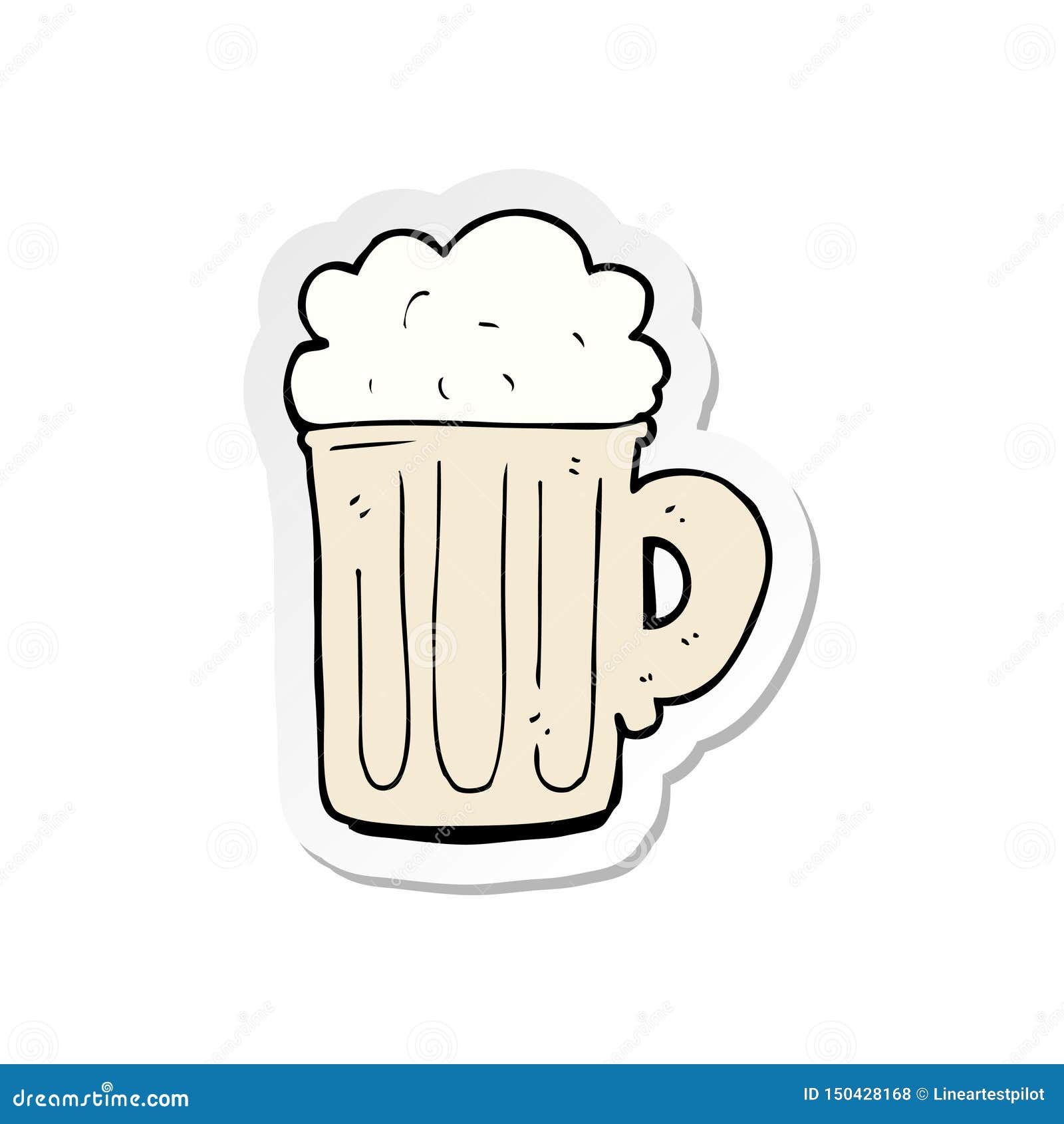 Sticker of a Cartoon Pint of Beer Stock Vector - Illustration of symbol ...
