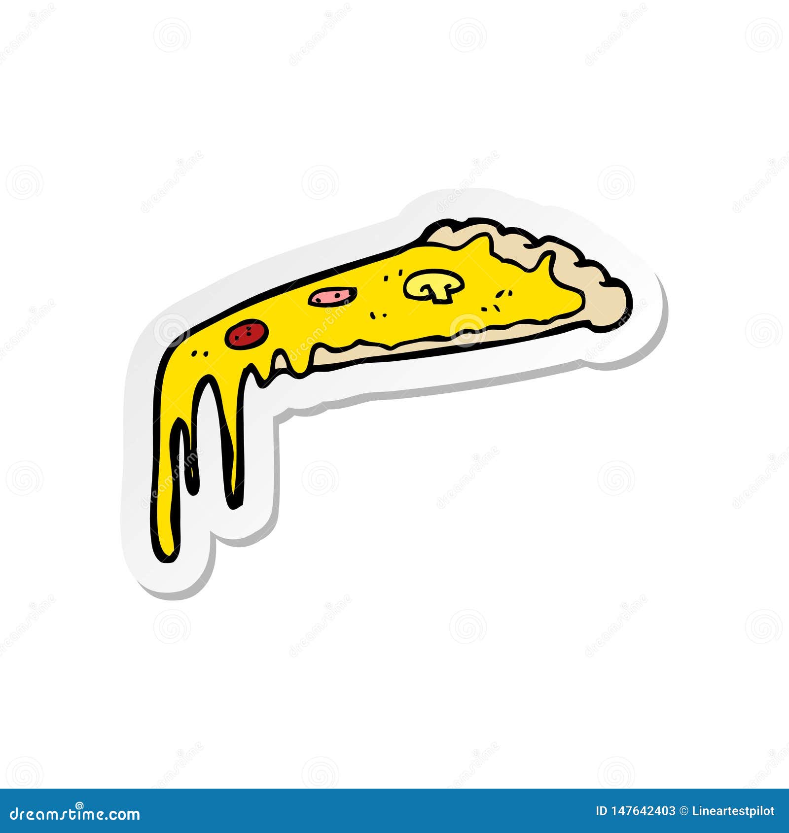 Sticker of a cartoon pizza stock vector. Illustration of drawn - 147642403