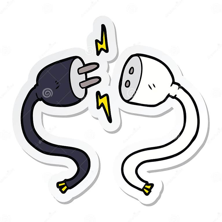 Sticker of a Cartoon Plug and Socket Stock Vector - Illustration of ...