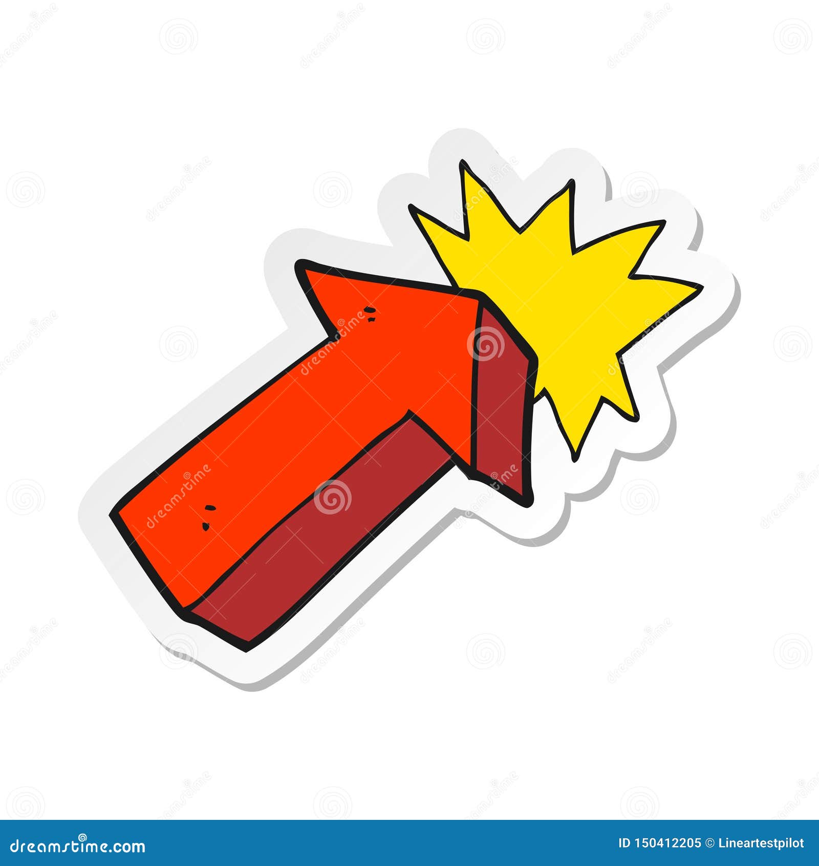 Sticker of a Cartoon Pointing Arrow Symbol Stock Vector - Illustration ...
