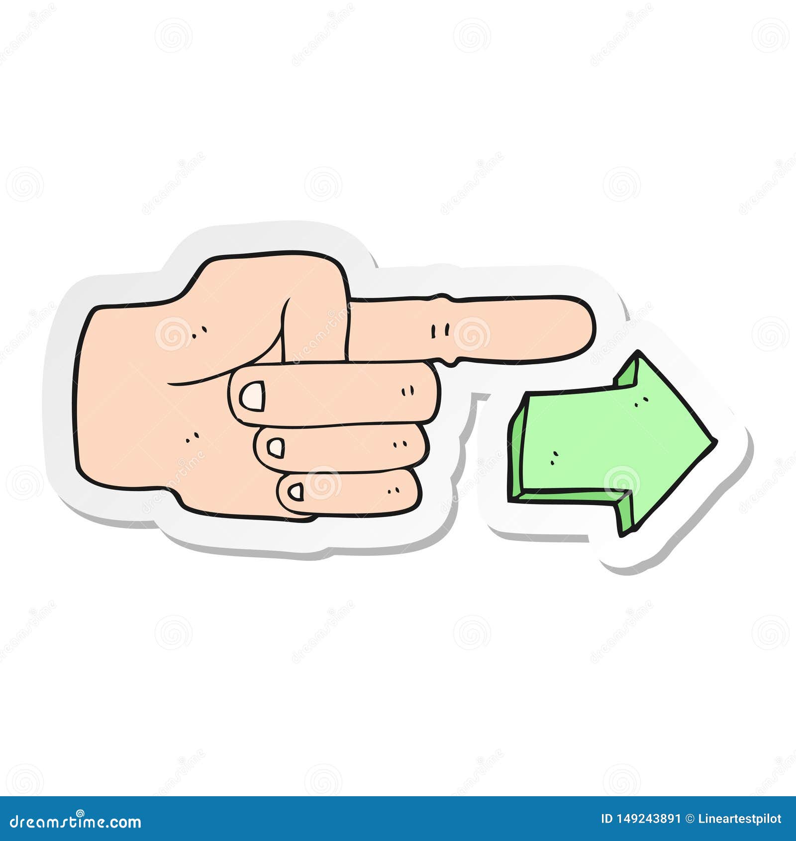 Sticker of a Cartoon Pointing Hand with Arrow Stock Vector ...