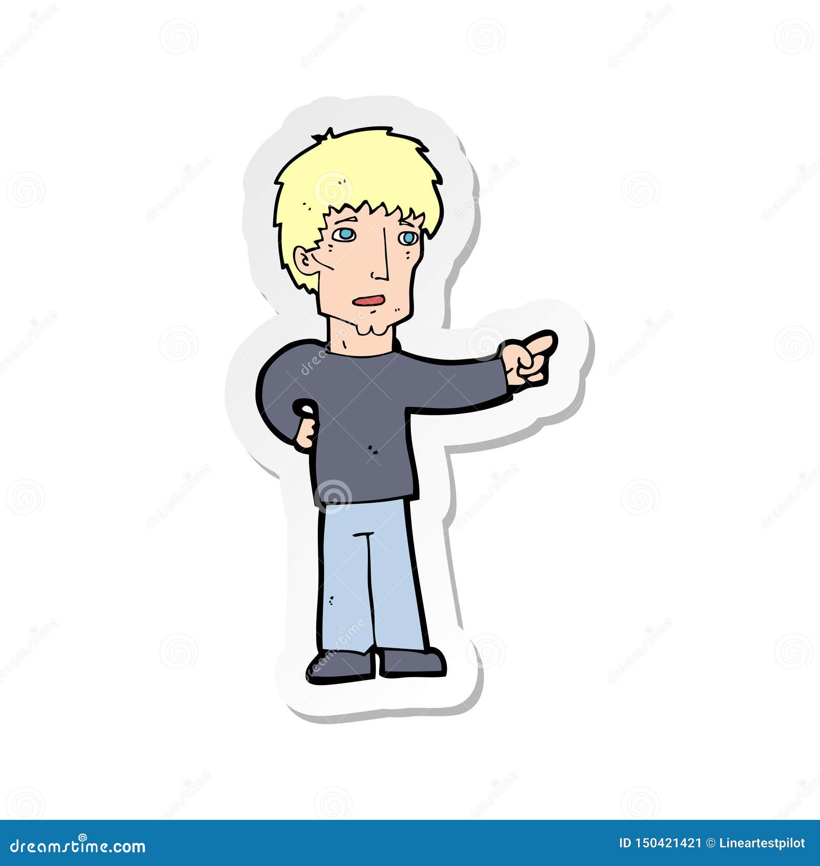 Sticker of a Cartoon Pointing Man Stock Vector - Illustration of ...