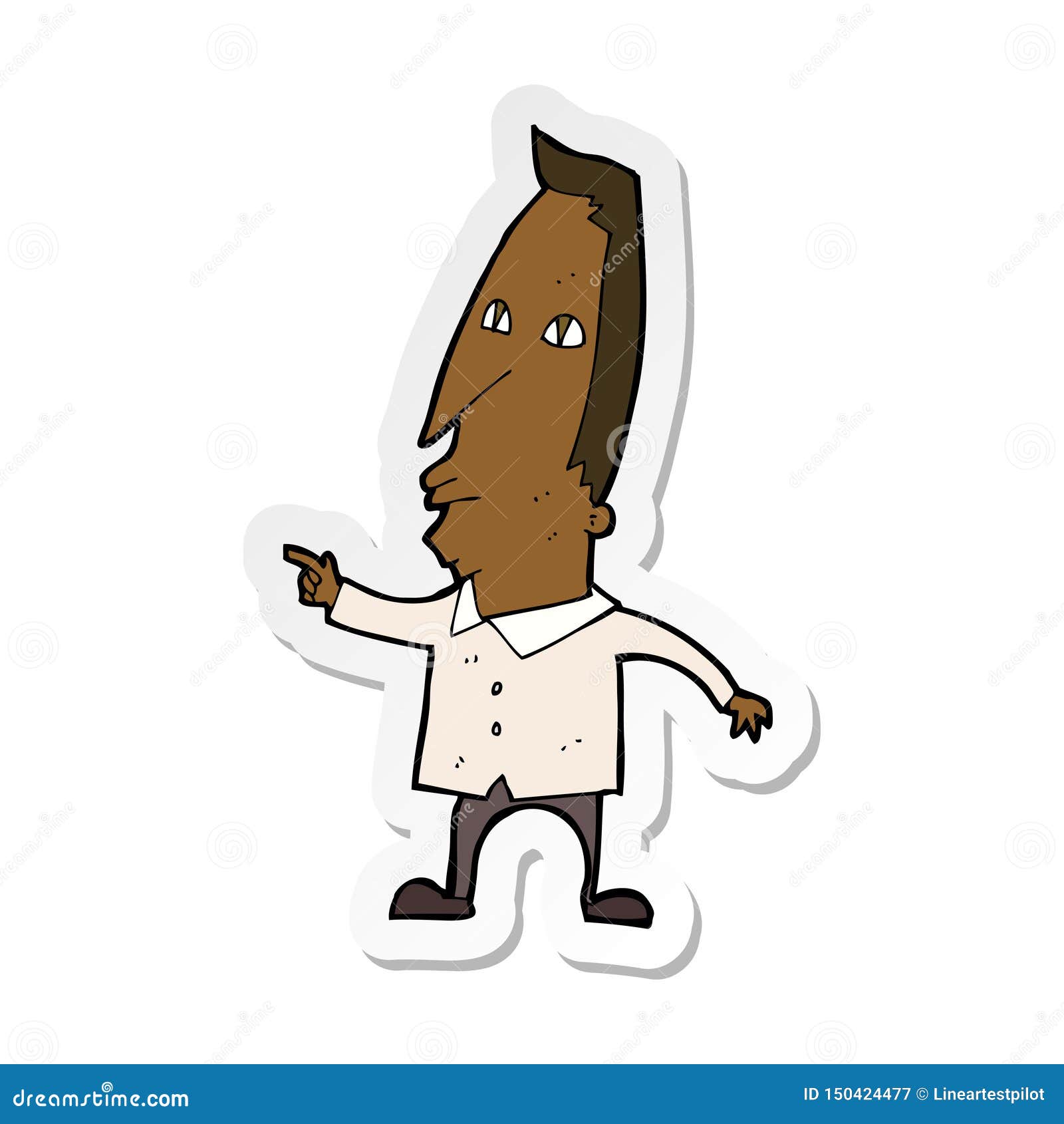Sticker of a Cartoon Pointing Man Stock Vector - Illustration of quirky ...