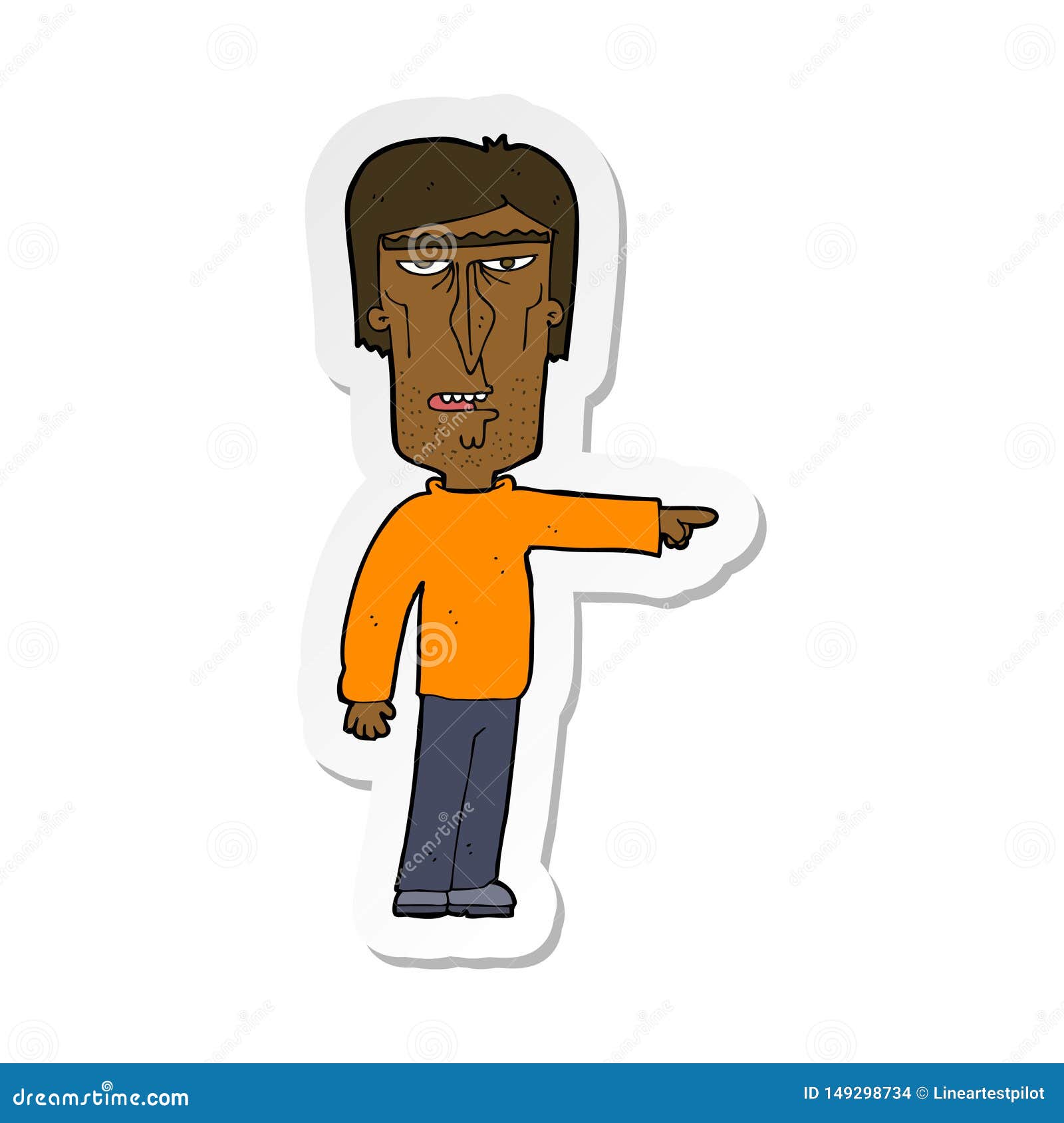 Sticker of a Cartoon Pointing Man Stock Vector - Illustration of ...