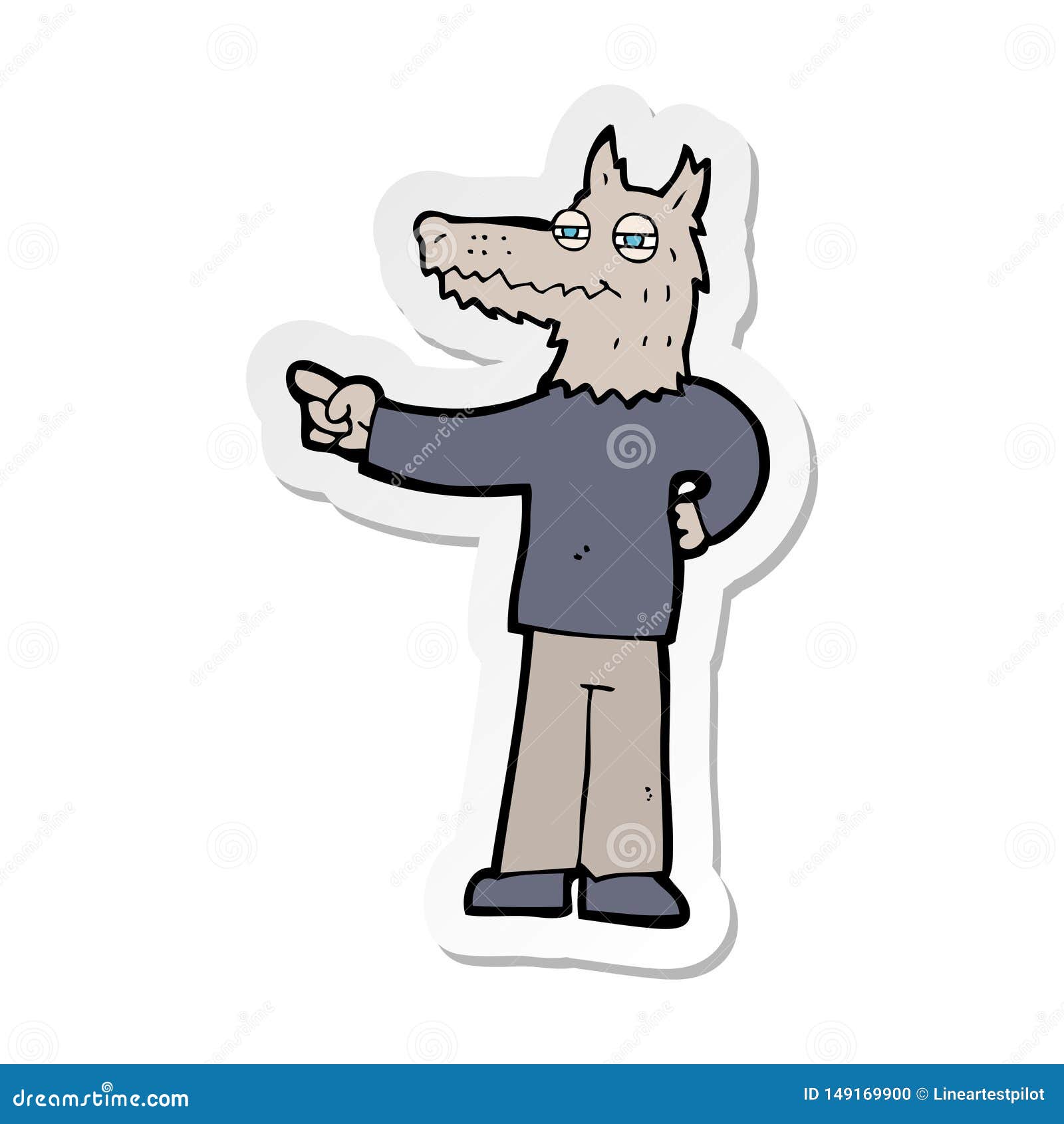 Sticker of a Cartoon Pointing Wolf Man Stock Vector - Illustration of ...