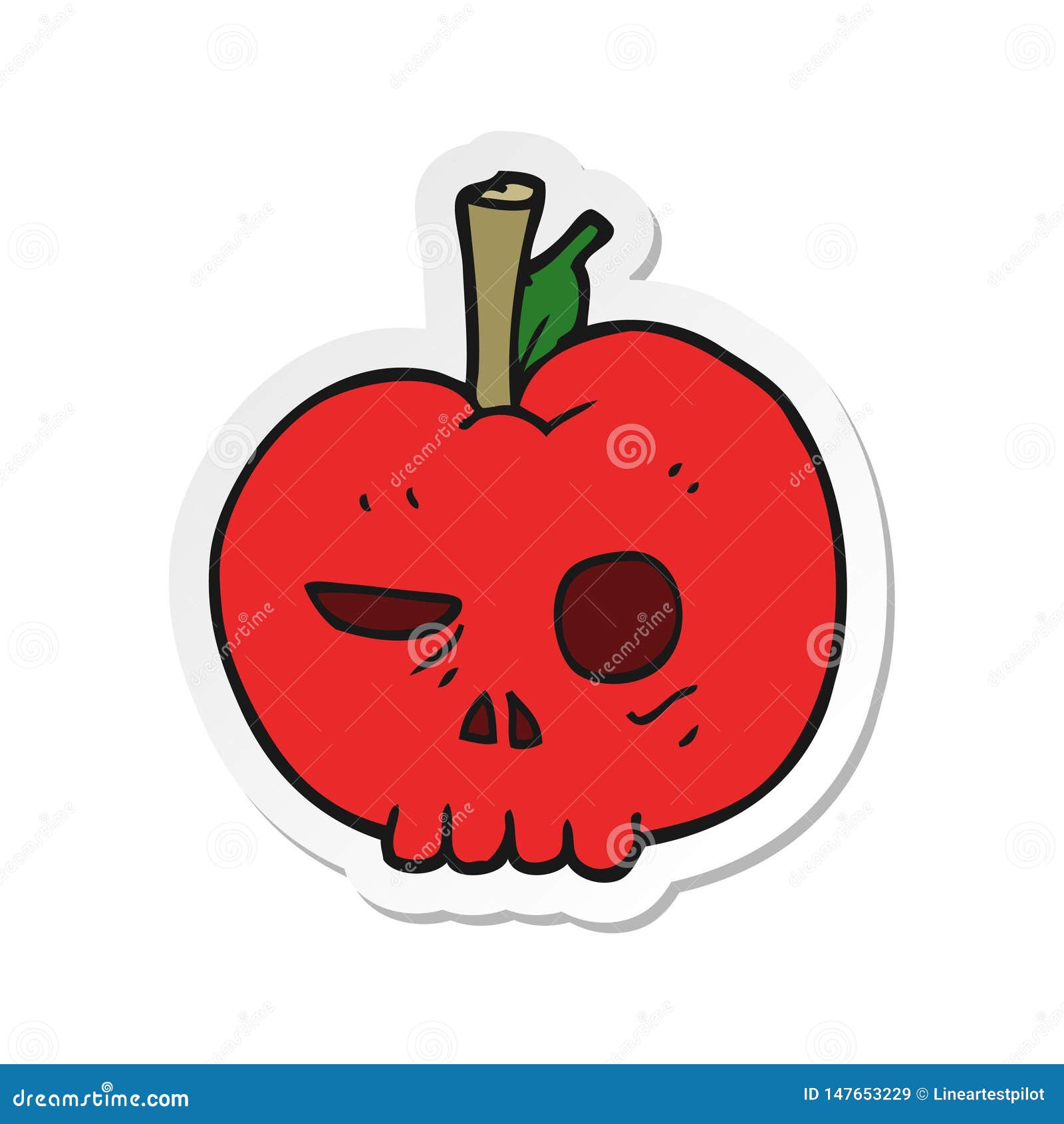 Sticker of a Cartoon Poison Apple Stock Vector - Illustration of poison ...