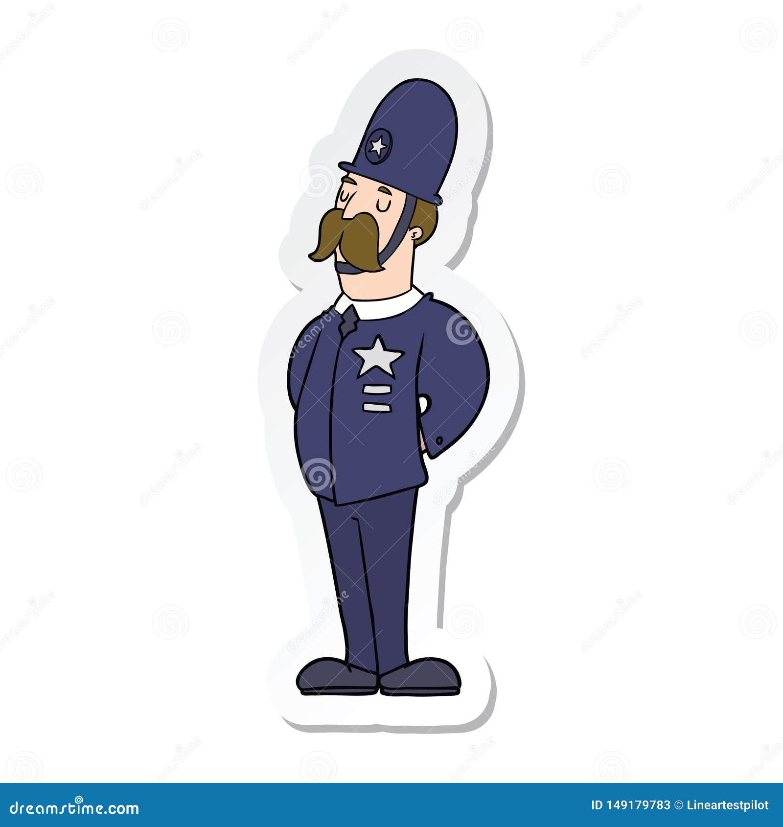 Sticker of a Cartoon Policeman Stock Vector - Illustration of mustache ...