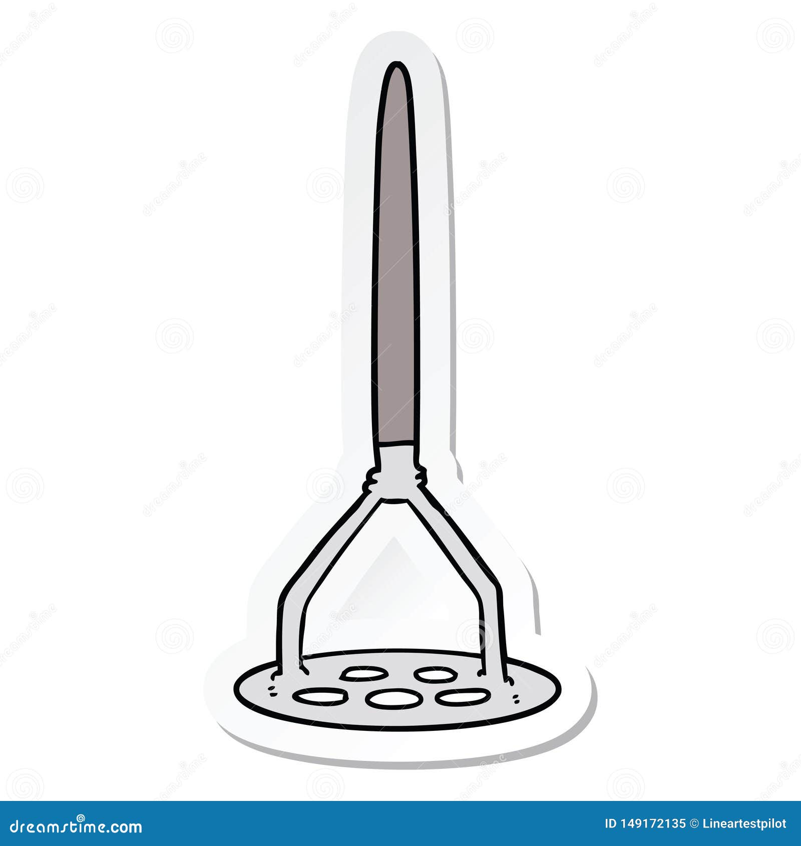 Sticker of a Cartoon Potato Masher Stock Vector - Illustration of food ...