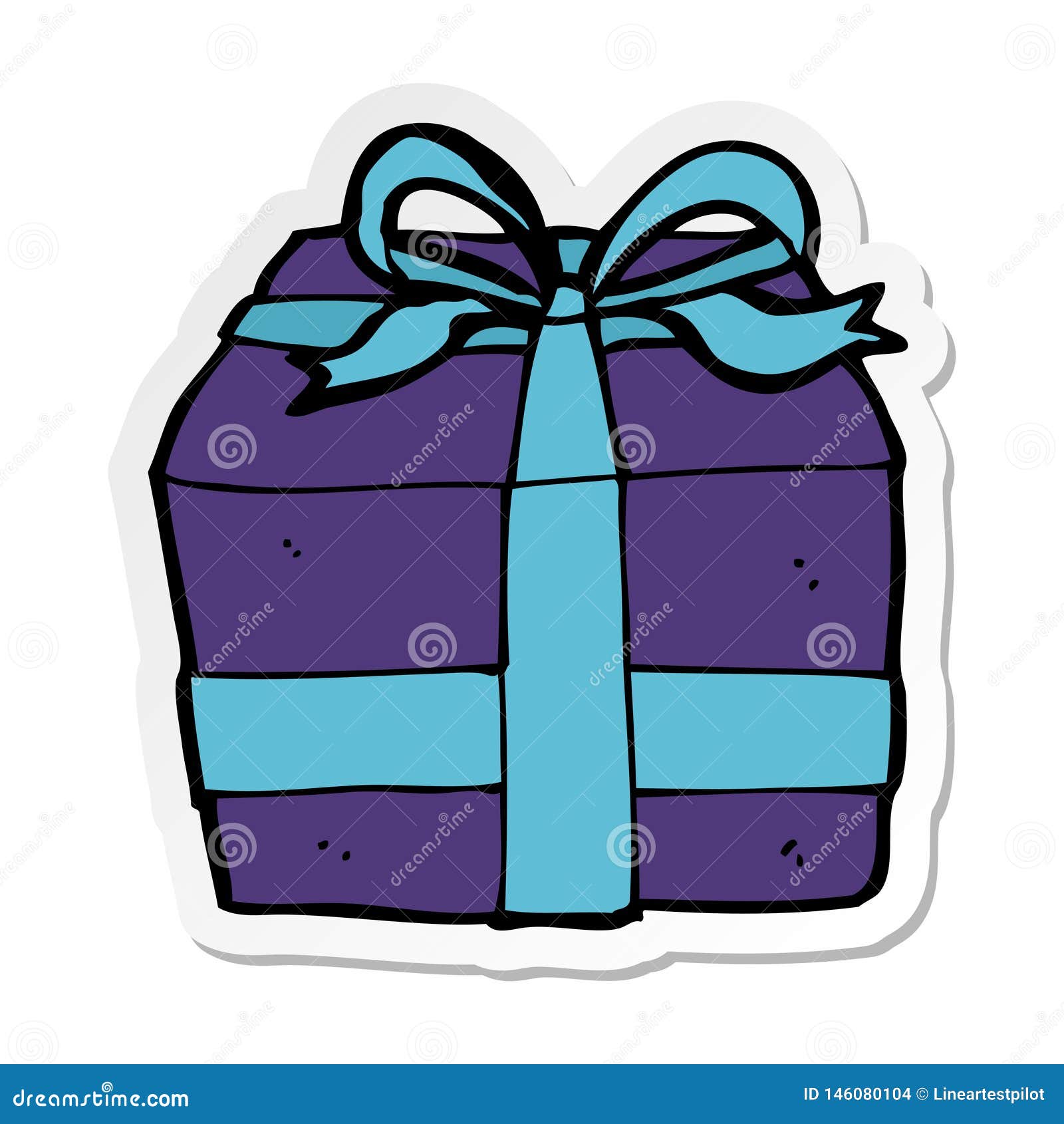 Sticker of a Cartoon Present Stock Vector - Illustration of clip, retro ...