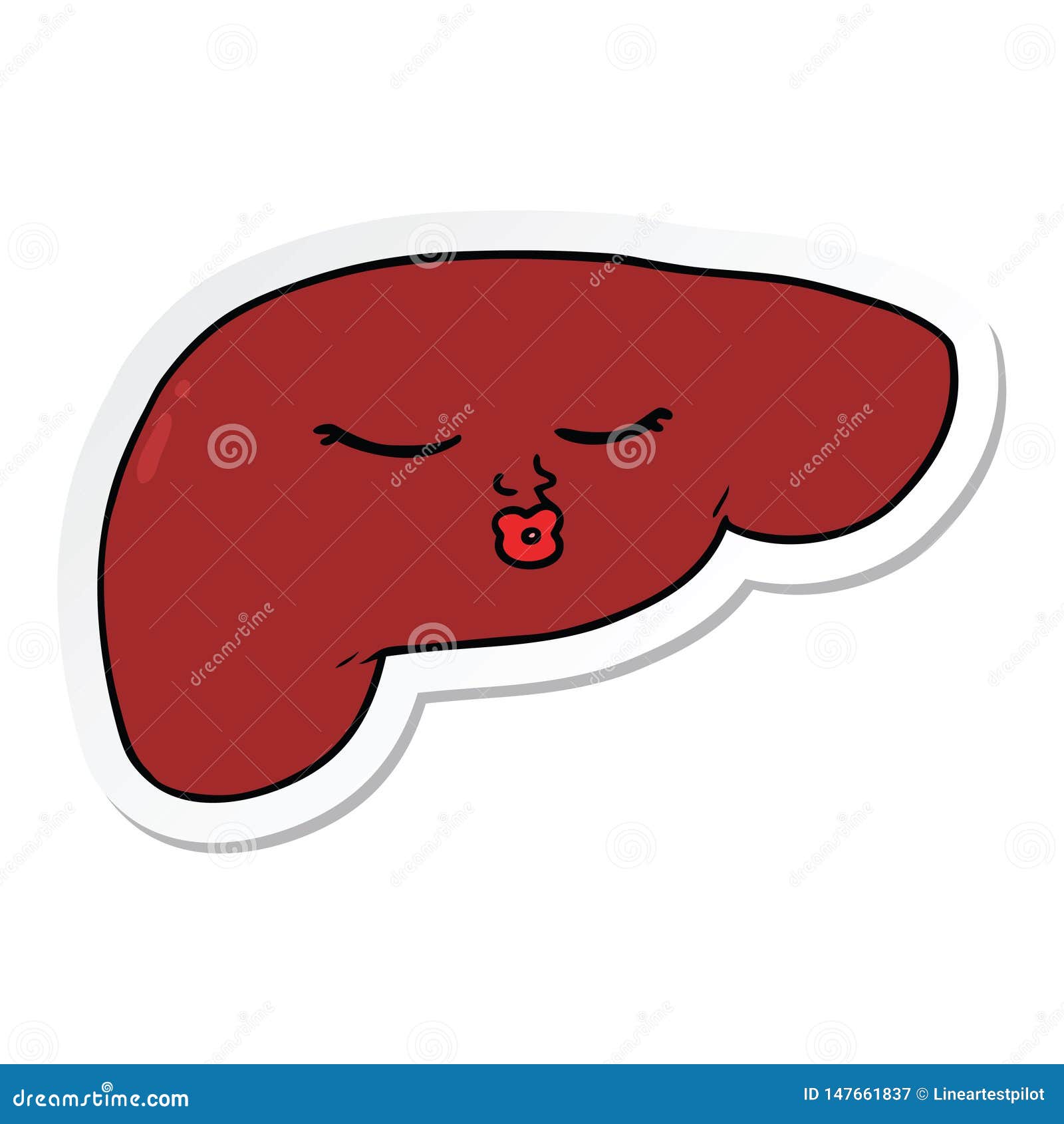 Sticker of a Cartoon Pretty Liver Stock Vector - Illustration of ...
