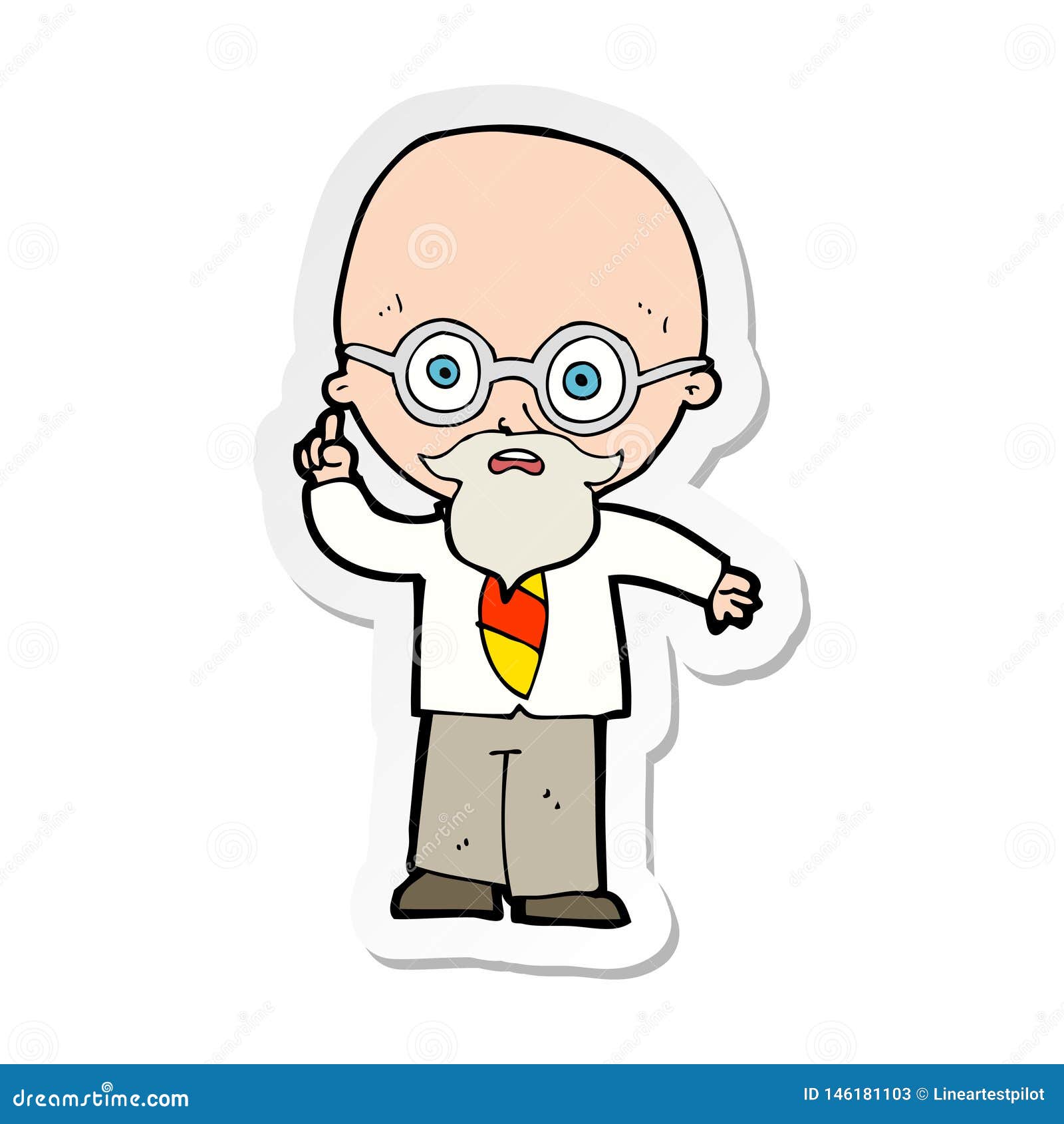 Sticker of a Cartoon Professor Stock Vector - Illustration of simple ...