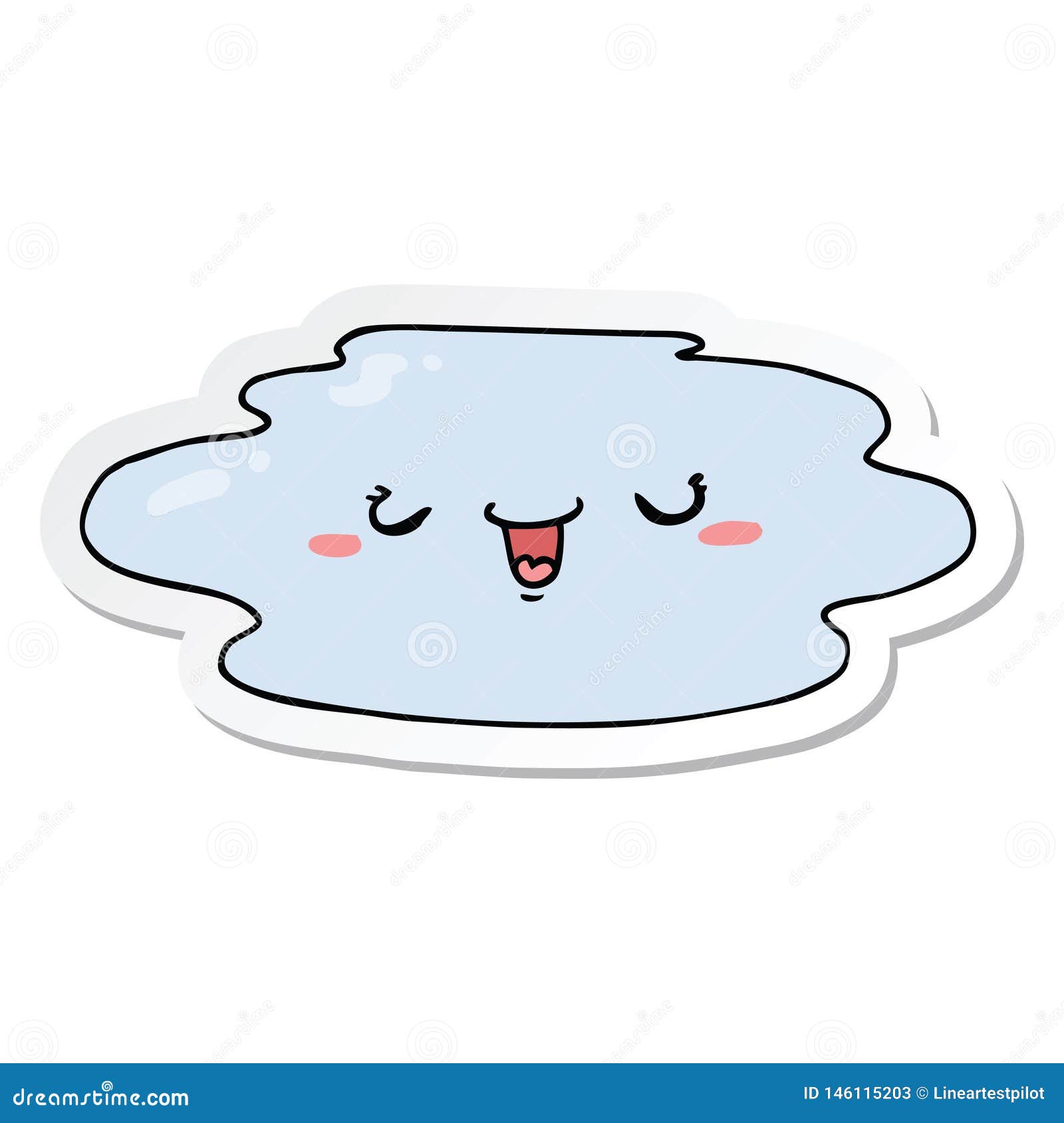 Sticker of a Cartoon Puddle with Face Stock Vector - Illustration of ...
