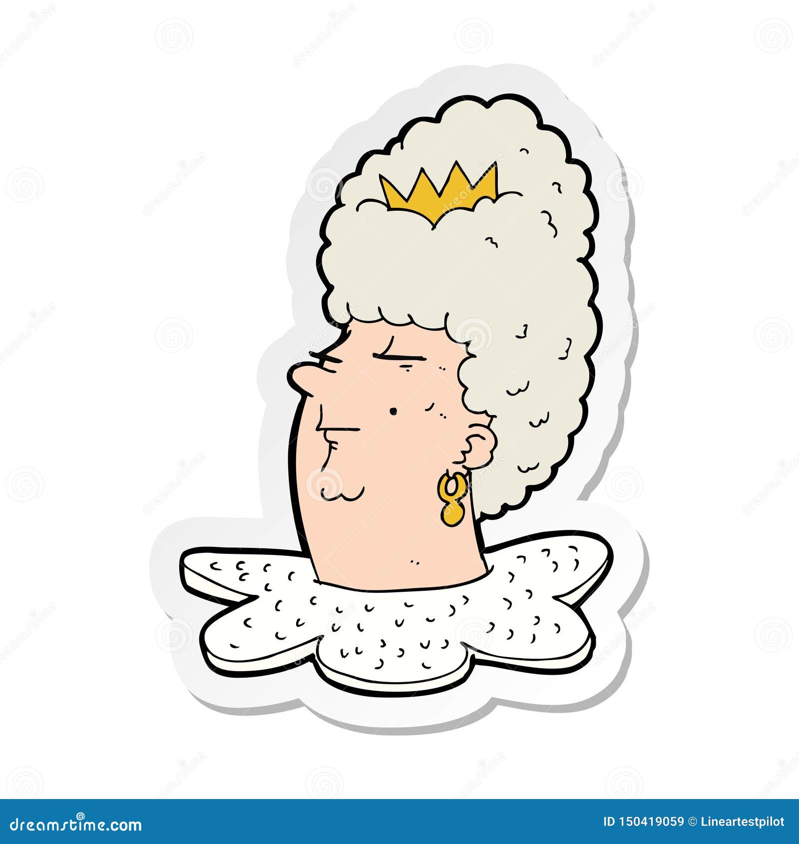 Sticker of a Cartoon Queen Head Stock Vector - Illustration of drawing ...