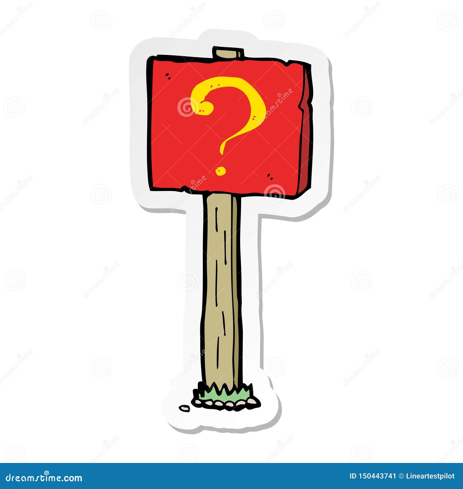 Sticker of a Cartoon Question Mark Sign Post Stock Vector ...