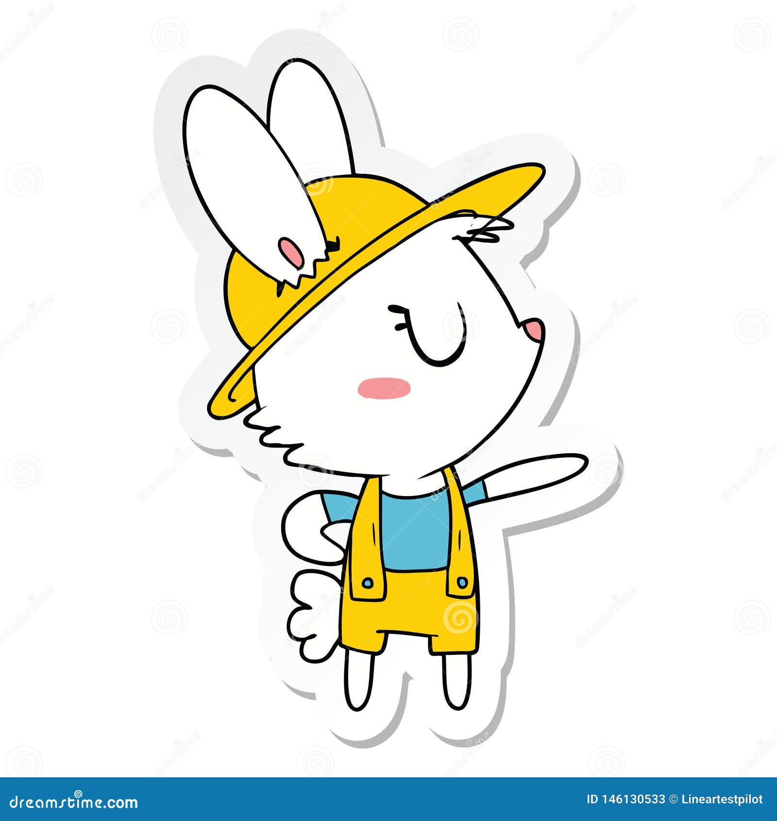 Sticker of a Cartoon Rabbit Construction Worker Stock Vector ...