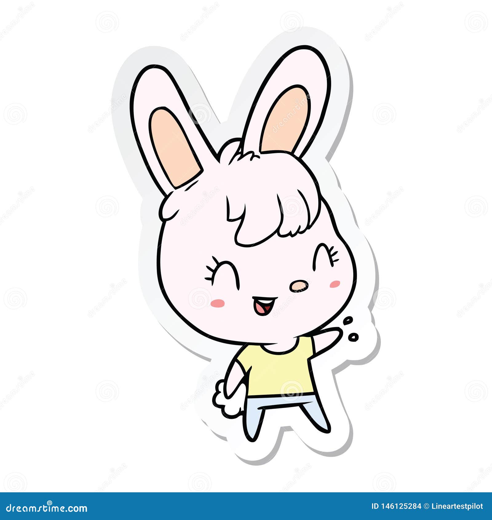 Sticker of a Cartoon Rabbit Stock Vector - Illustration of doodle ...