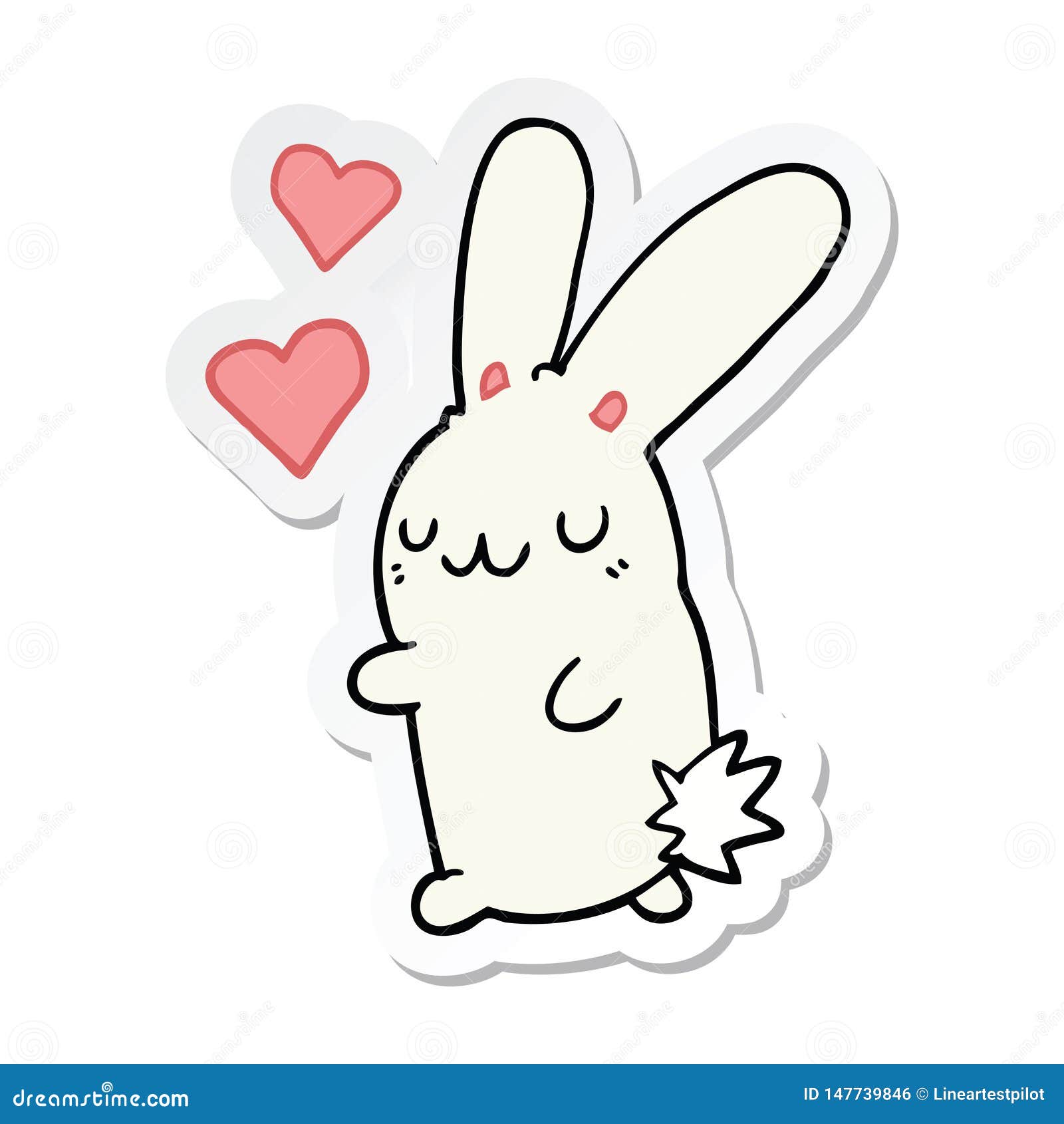 Sticker of a Cartoon Rabbit in Love Stock Vector - Illustration of ...