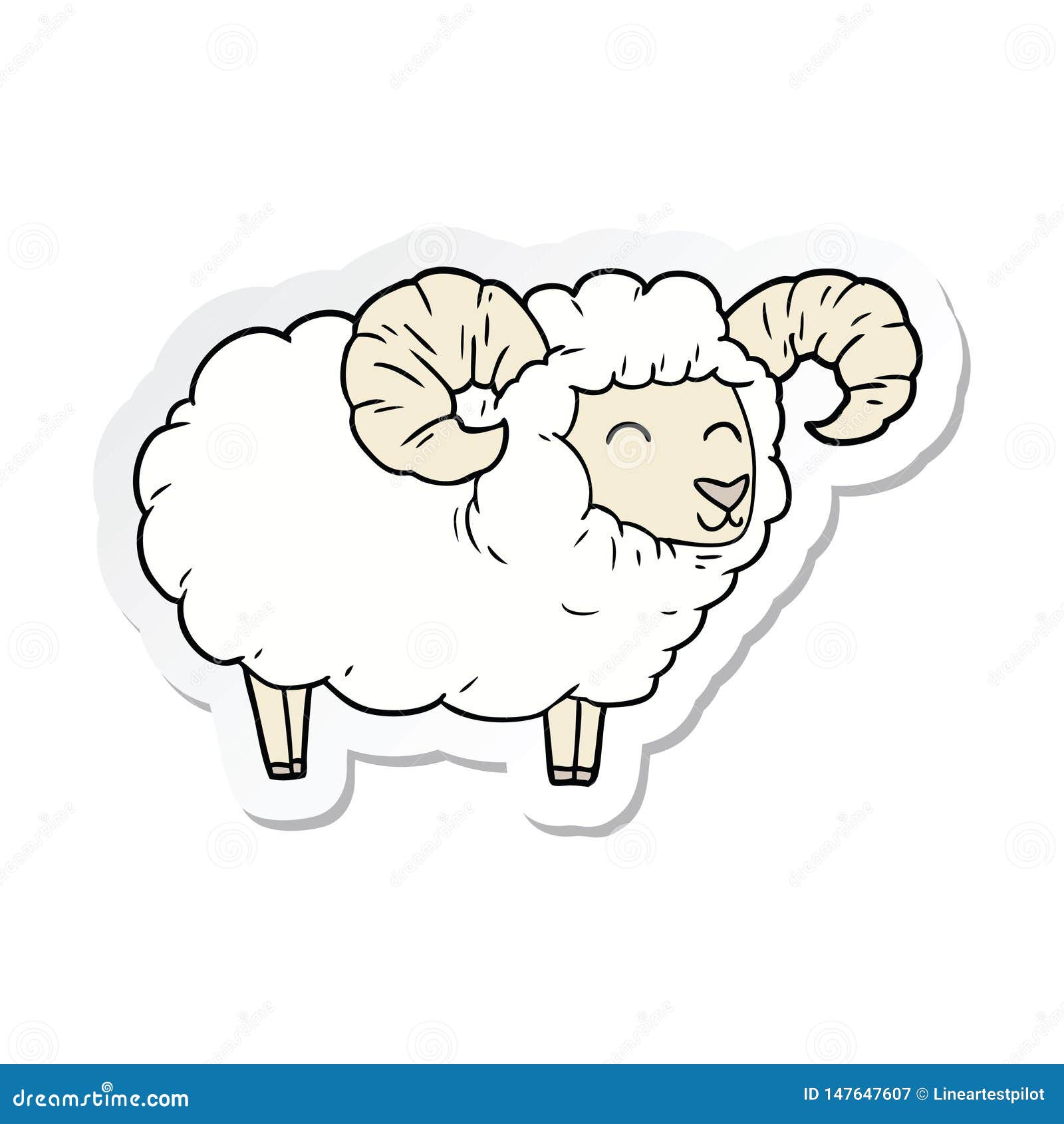 Sticker of a cartoon ram stock vector. Illustration of funny - 147647607