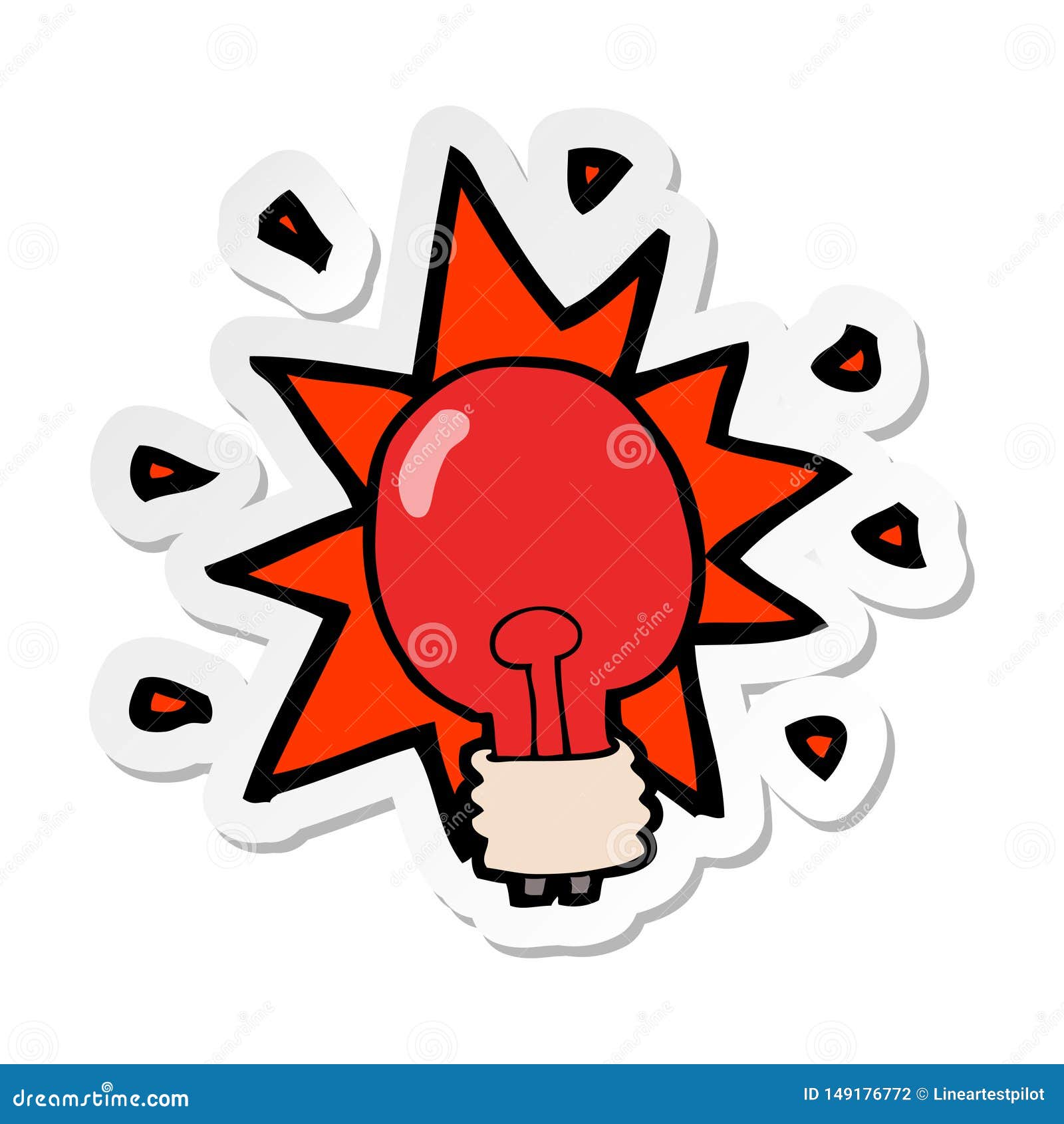 Sticker of a Cartoon Red Light Bulb Stock Vector - Illustration of ...