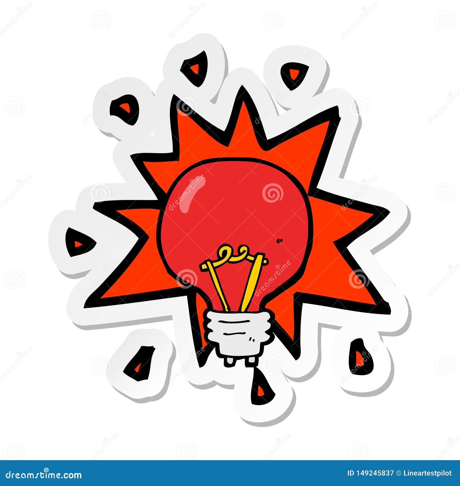 Sticker of a Cartoon Red Light Bulb Stock Vector - Illustration of bulb ...