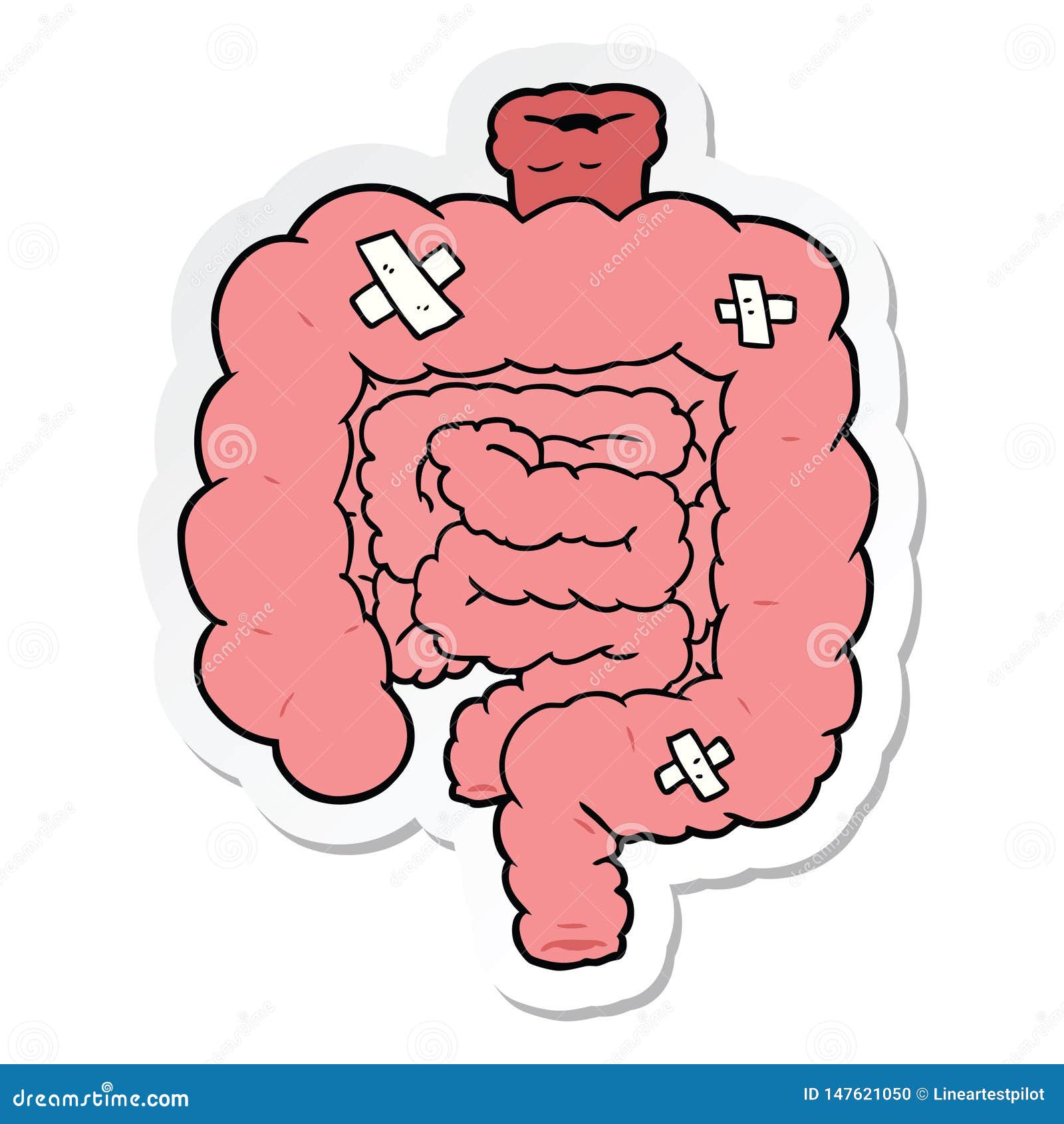 Sticker of a Cartoon Repaired Intestines Stock Vector - Illustration of ...