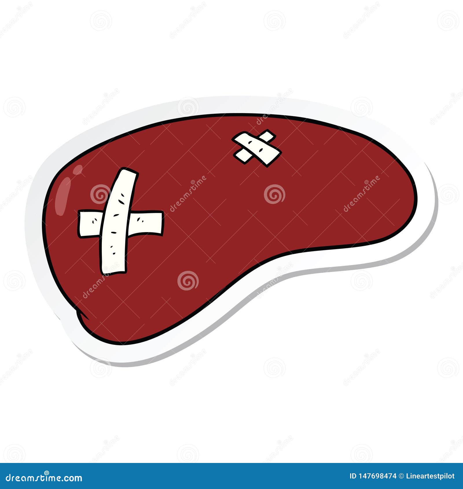 Sticker of a Cartoon Repaired Liver Stock Vector - Illustration of ...