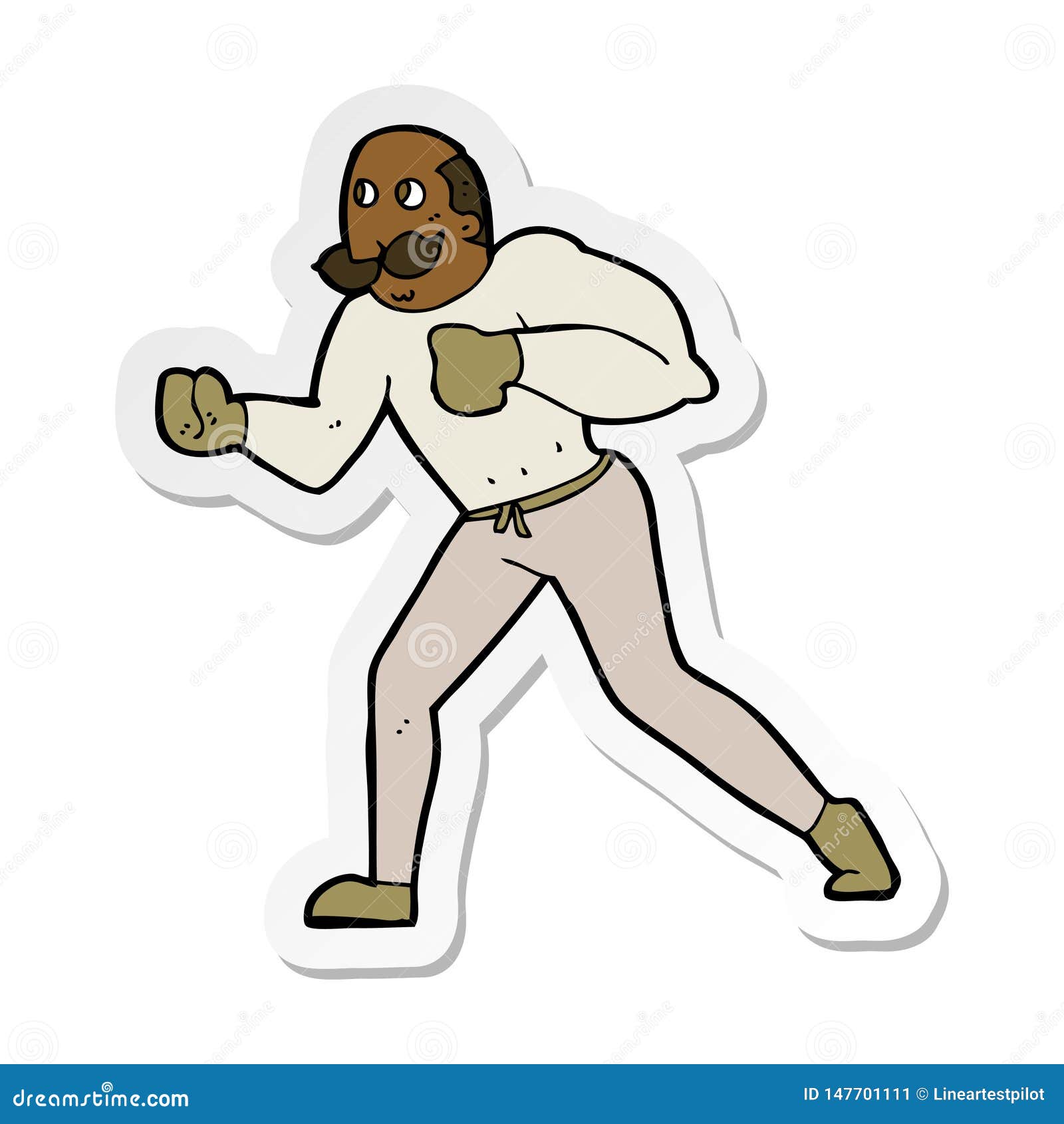 Sticker of a Cartoon Retro Boxer Man Stock Vector - Illustration of ...