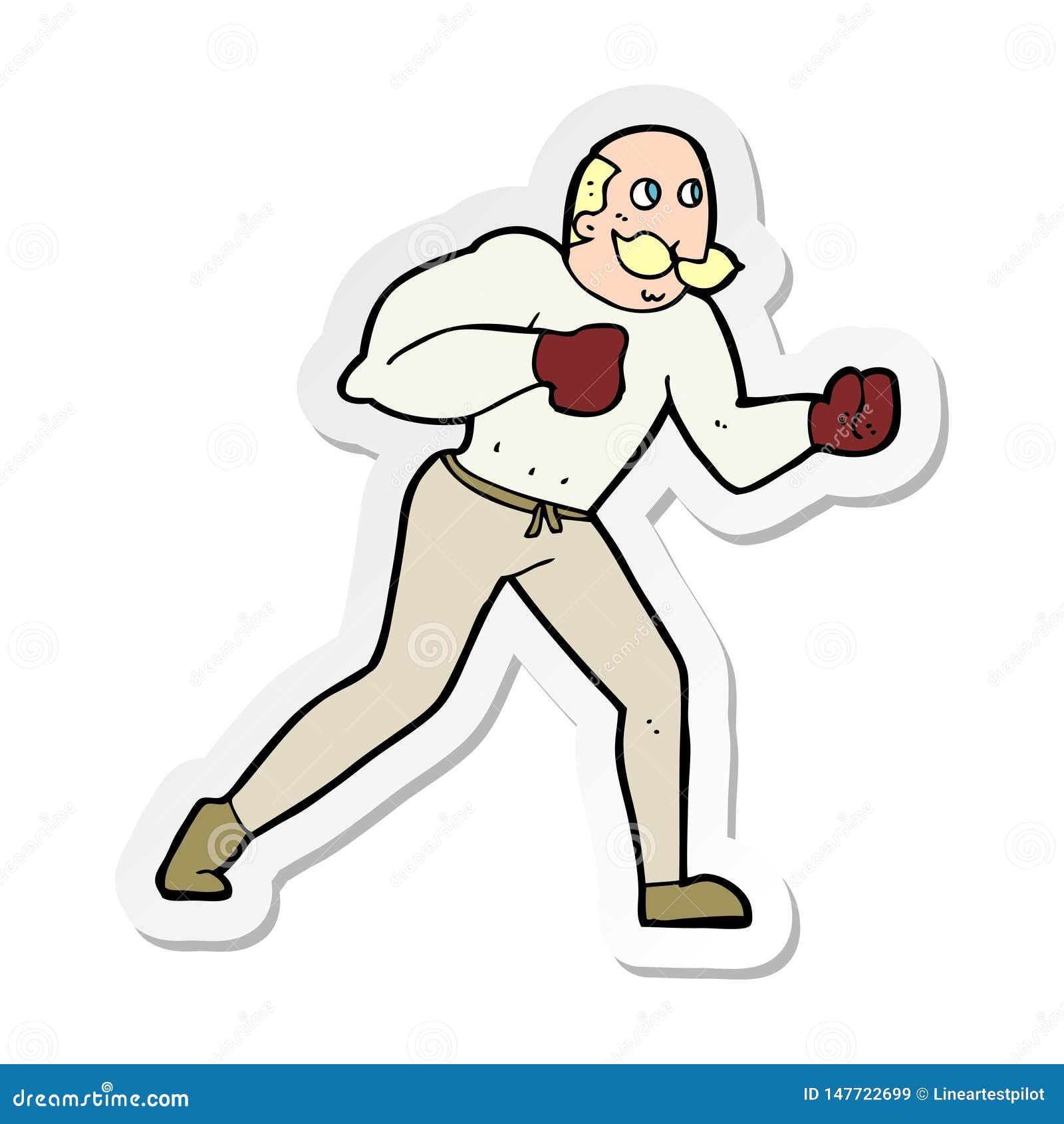 Sticker of a Cartoon Retro Boxer Man Stock Vector - Illustration of ...