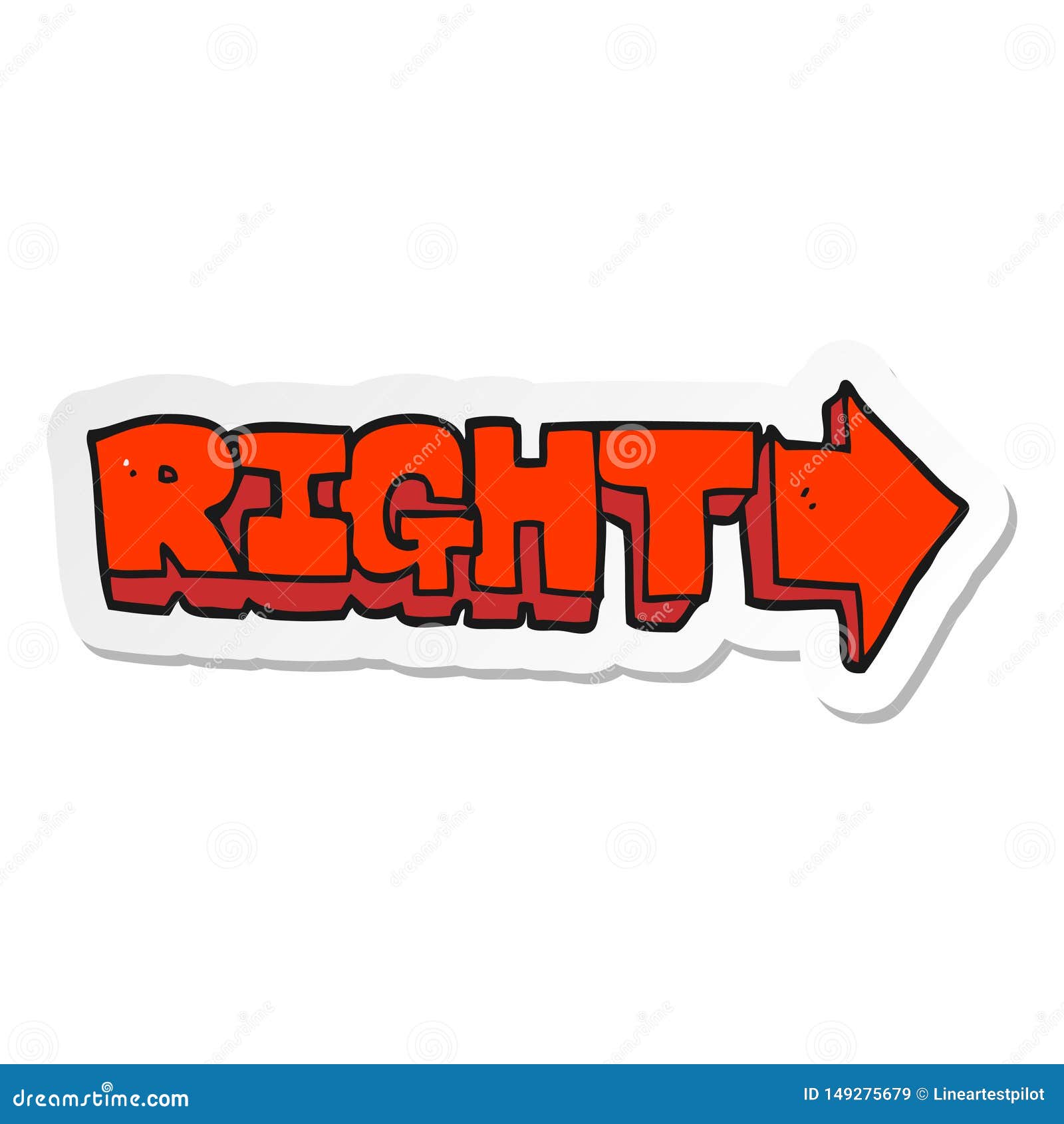 Sticker of a Cartoon Right Symbol Stock Vector - Illustration of doodle ...