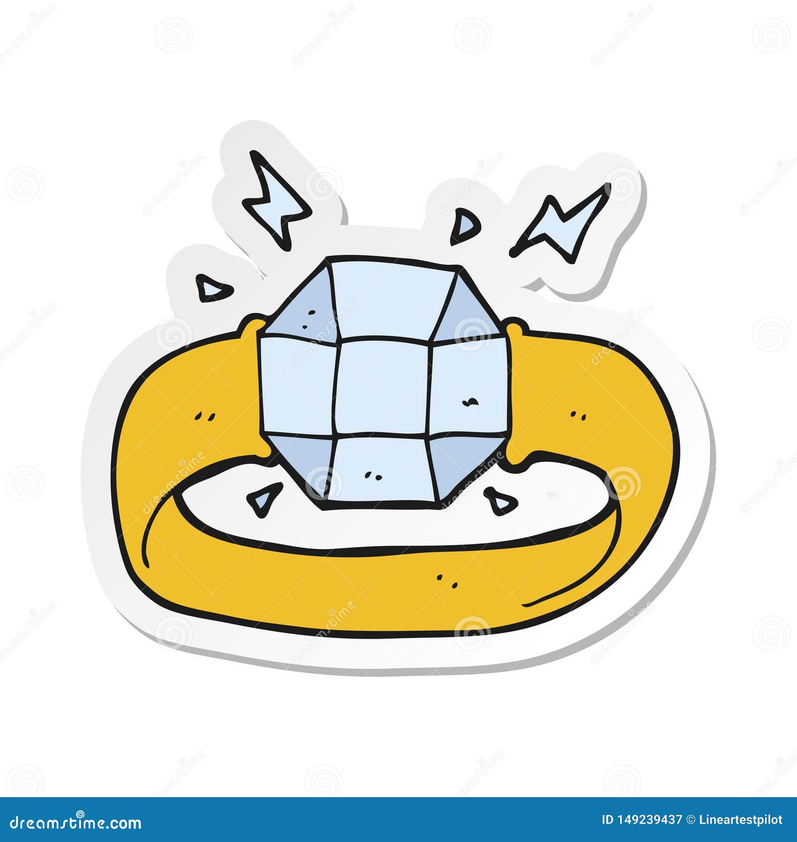 Sticker of a Cartoon Ring with Huge Gem Stock Vector - Illustration of ...