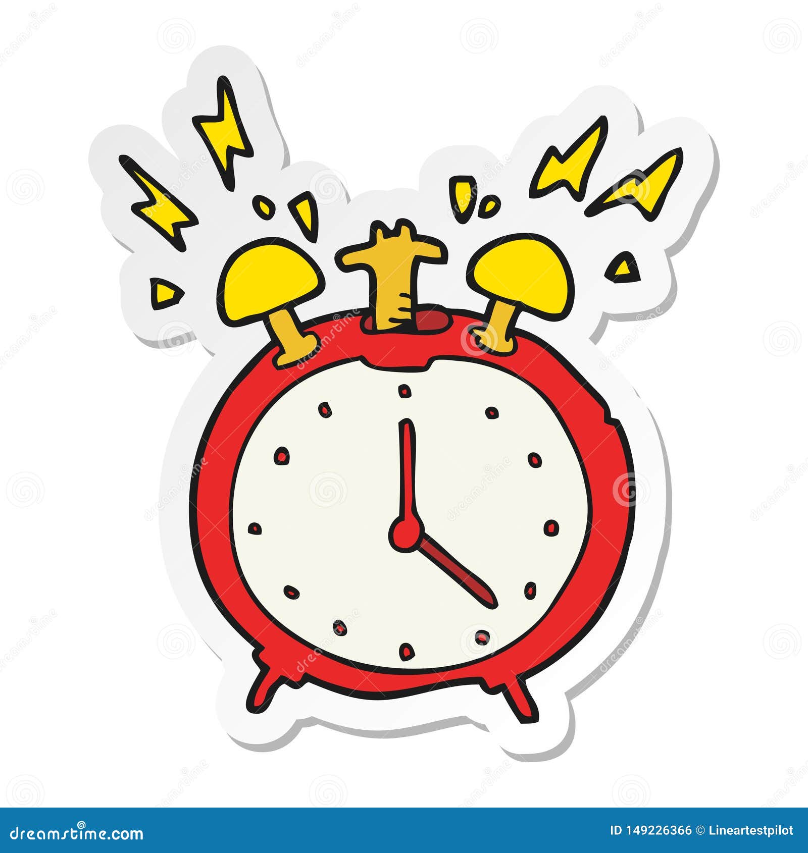 Sticker of a Cartoon Ringing Alarm Clock Stock Vector - Illustration of ...