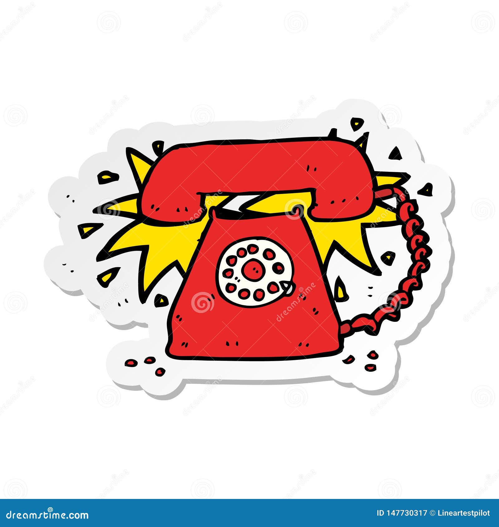 Sticker of a Cartoon Ringing Telephone Stock Vector - Illustration of ...