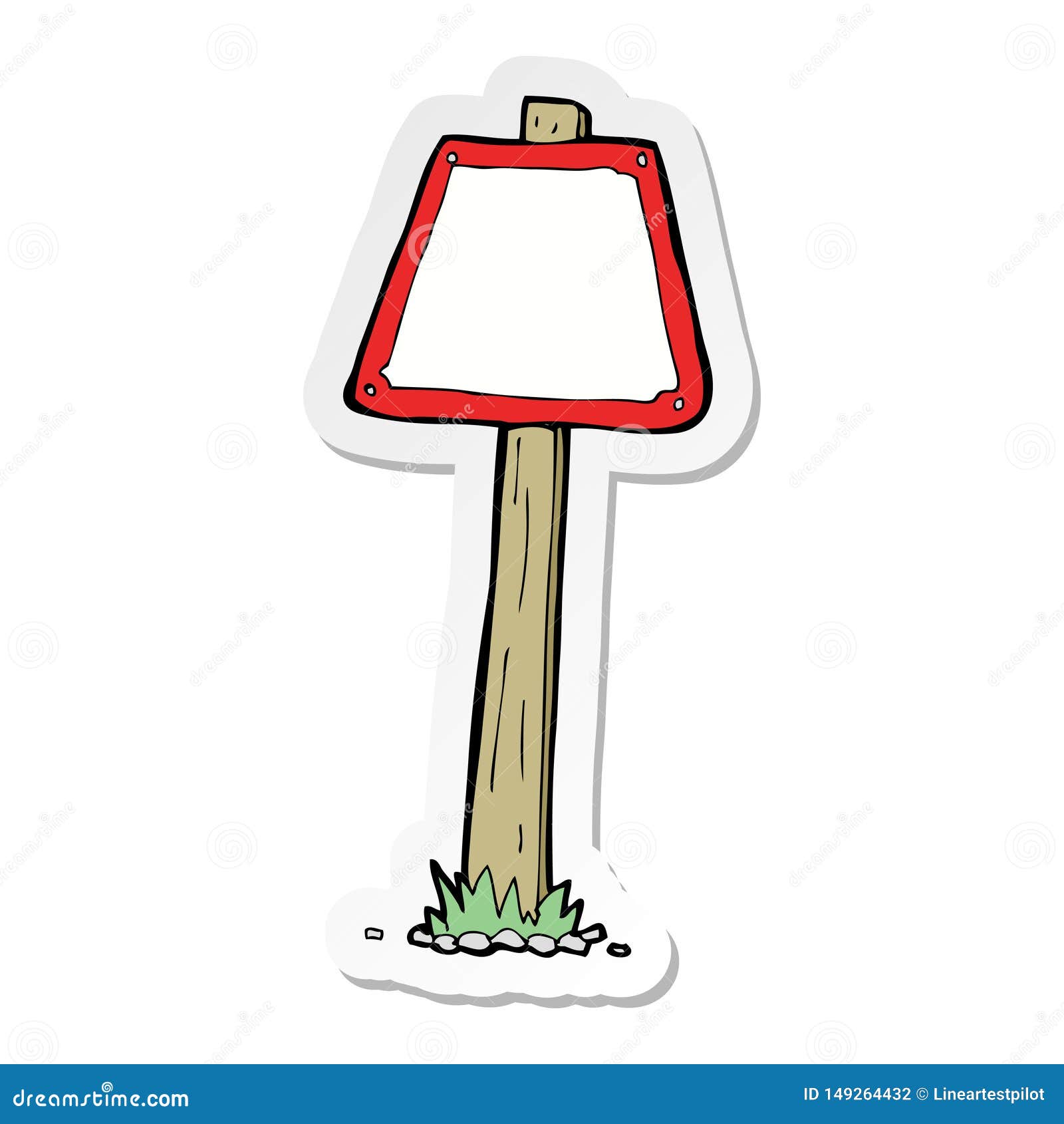 Sticker of a Cartoon Road Sign Stock Vector - Illustration of post ...
