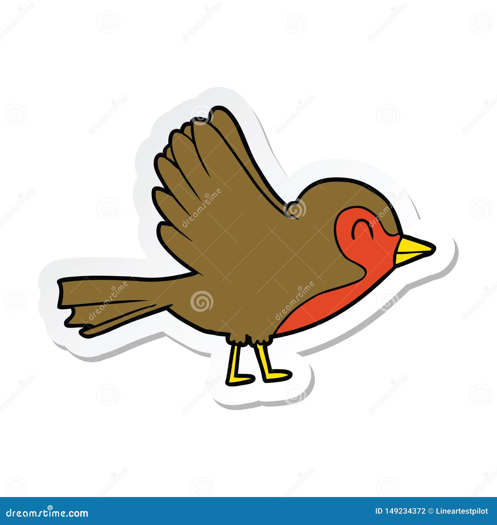 Sticker of a Cartoon Robin stock vector. Illustration of drawing ...