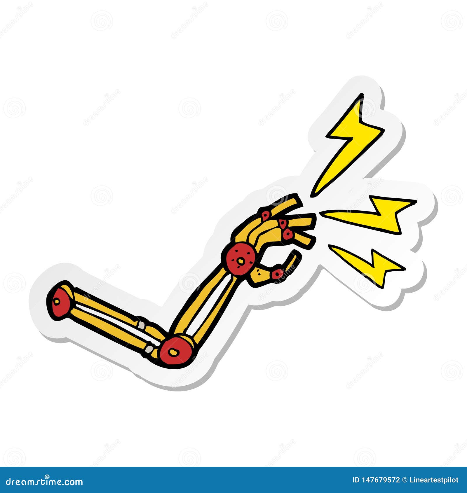Sticker of a Cartoon Robot Arm Stock Vector - Illustration of crazy ...