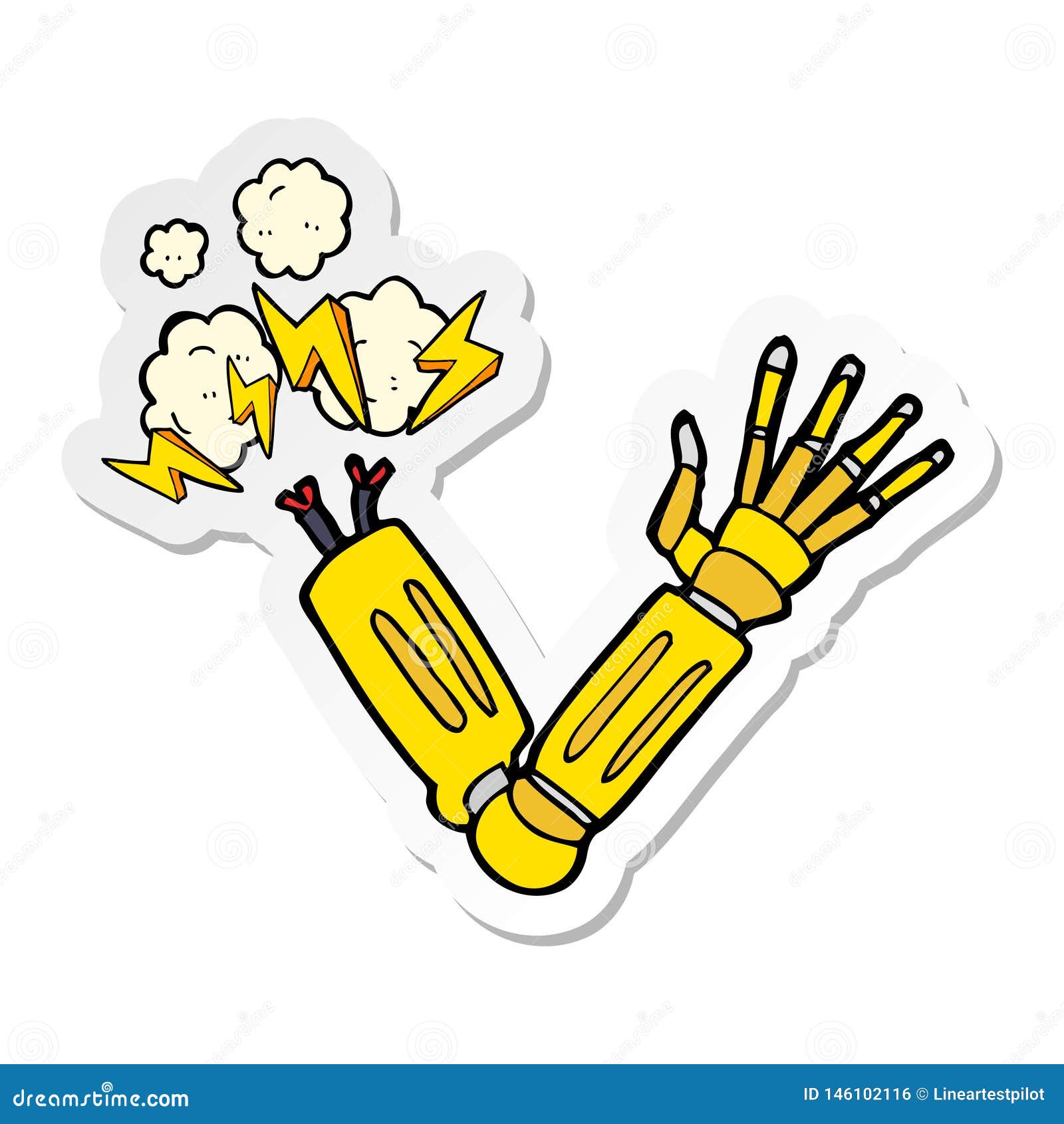 Sticker of a Cartoon Robot Arm Stock Vector - Illustration of symbol ...