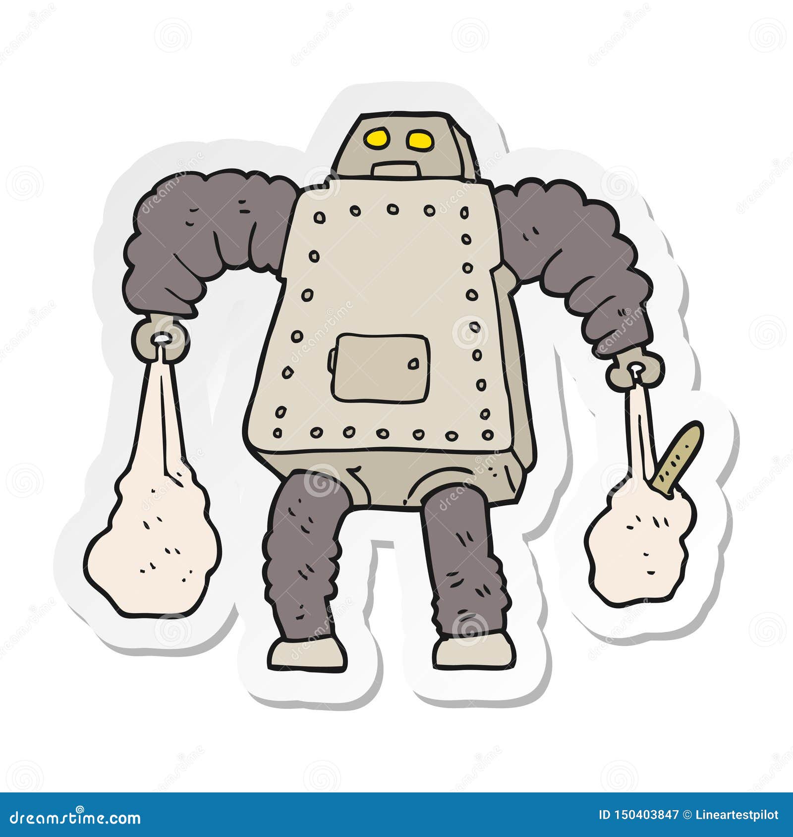 Robot Carrying Human Person On His Shoulders , Vector Cartoon Stick ...