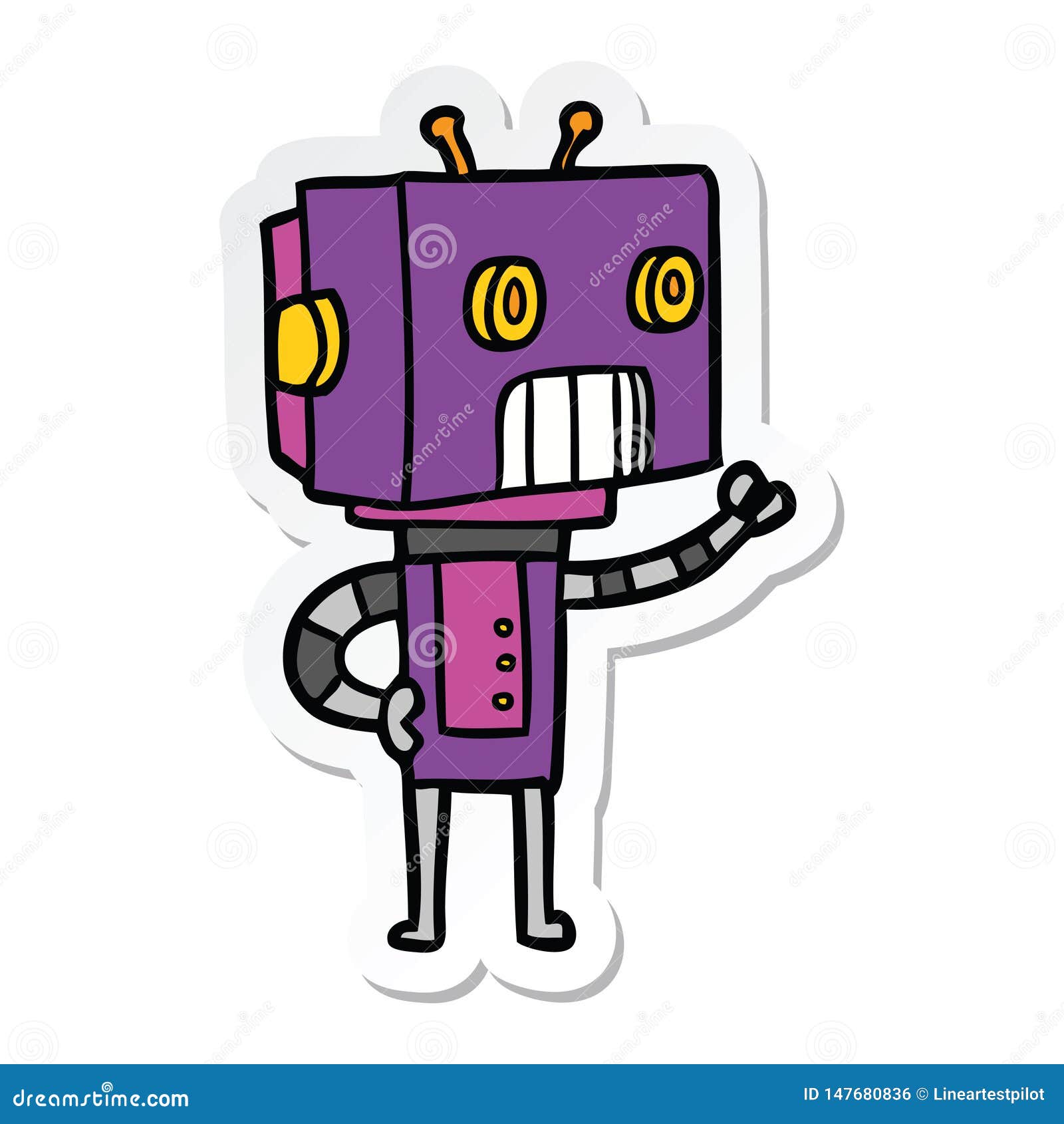 Sticker of a cartoon robot stock vector. Illustration of sticker ...
