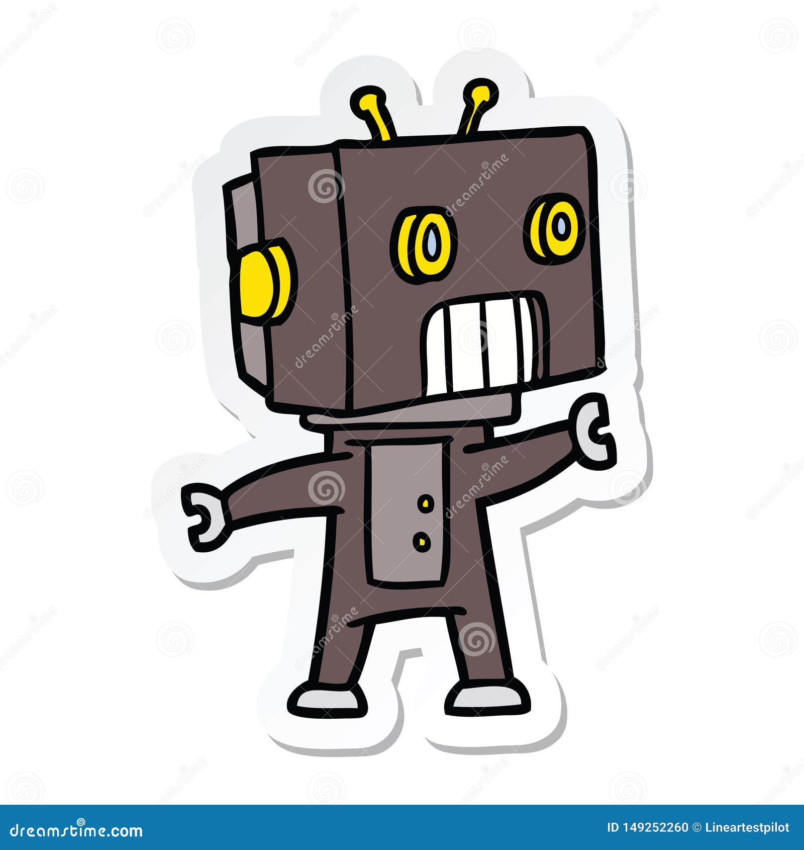 Sticker of a cartoon robot stock vector. Illustration of stick - 149252260
