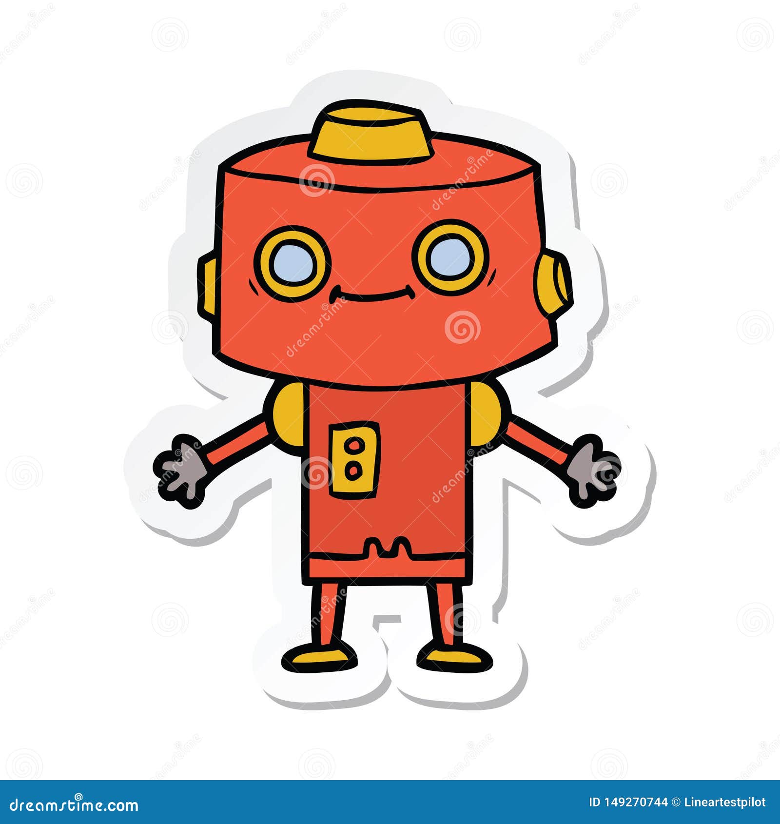 Sticker of a cartoon robot stock vector. Illustration of funny - 149270744