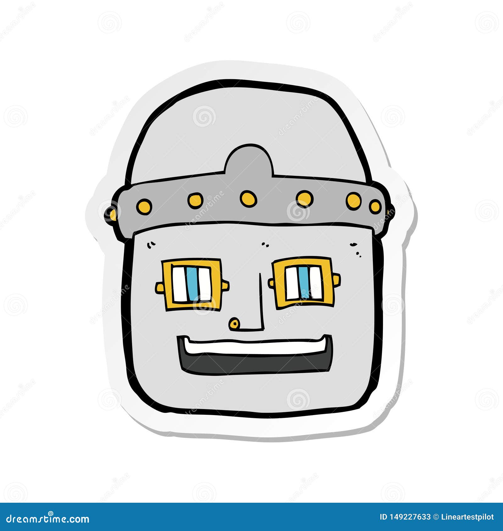 Sticker of a Cartoon Robot Head Stock Vector - Illustration of simple ...