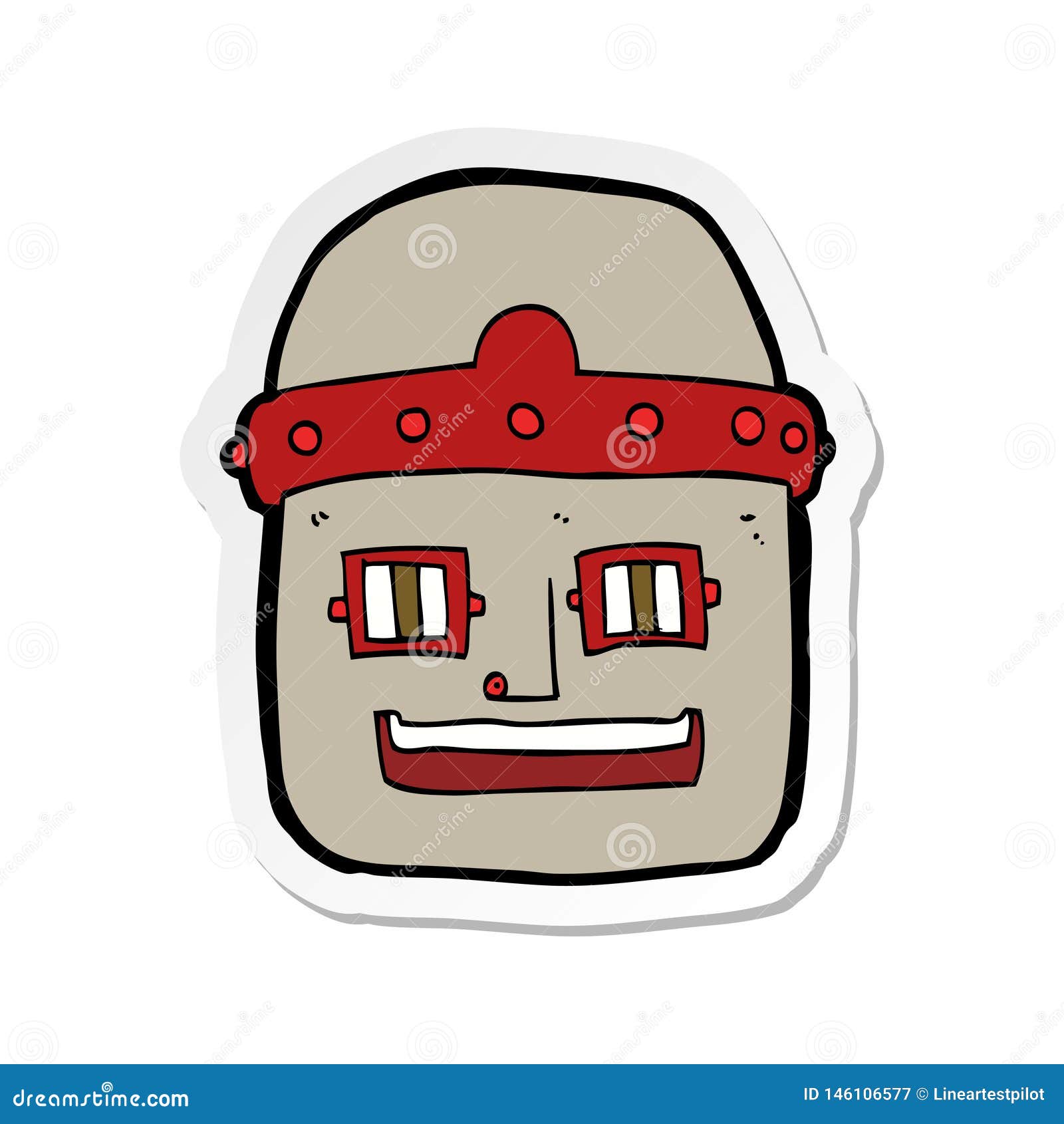 Sticker of a Cartoon Robot Head Stock Vector - Illustration of ...