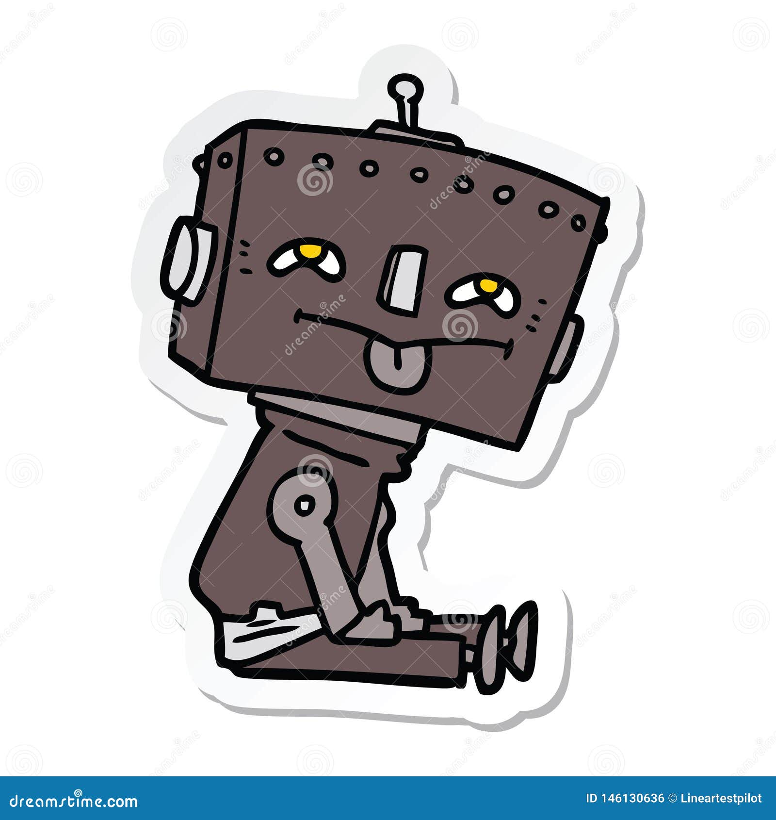 Sticker of a cartoon robot stock vector. Illustration of science ...
