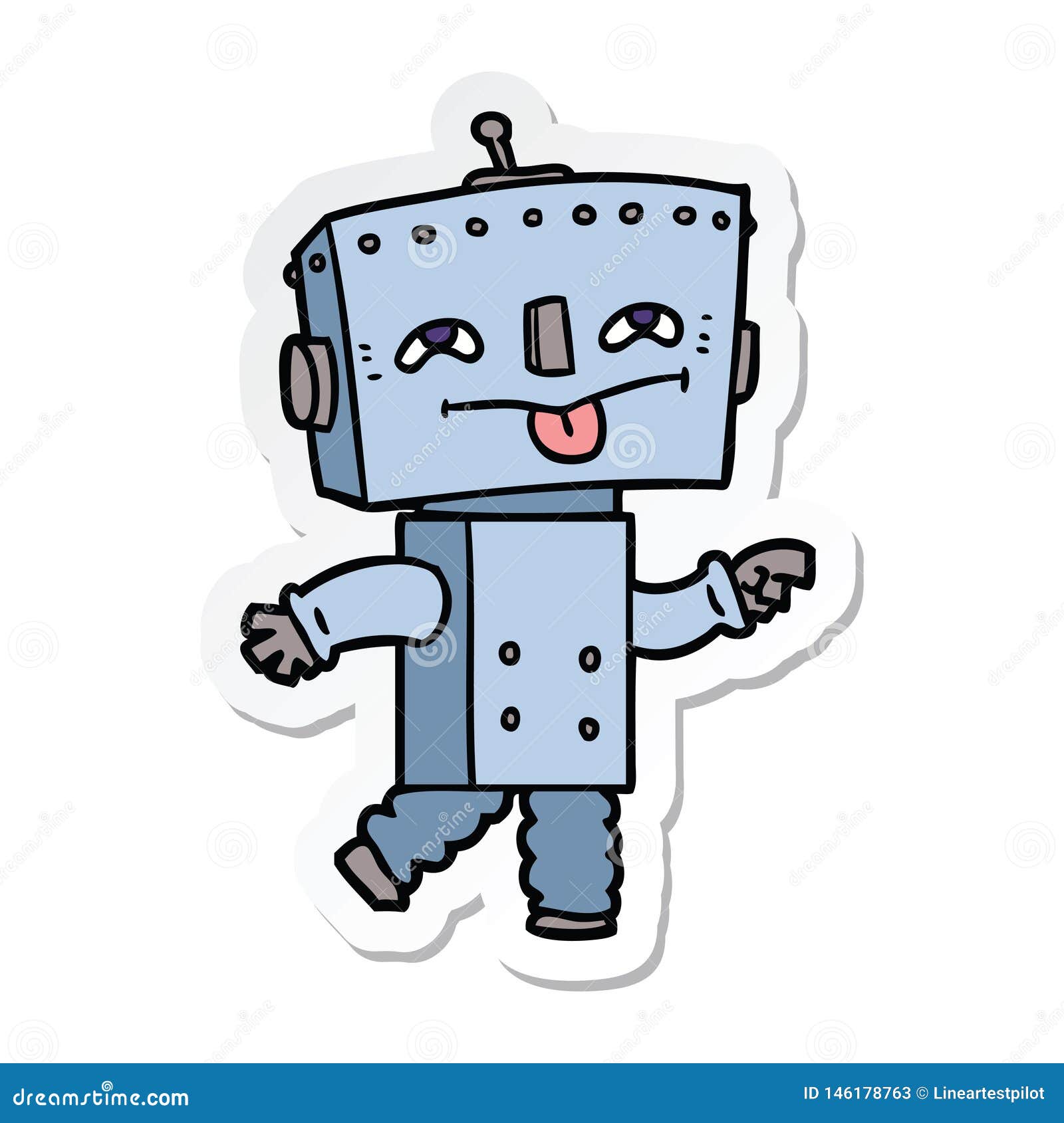 Sticker of a cartoon robot stock vector. Illustration of robot - 146178763