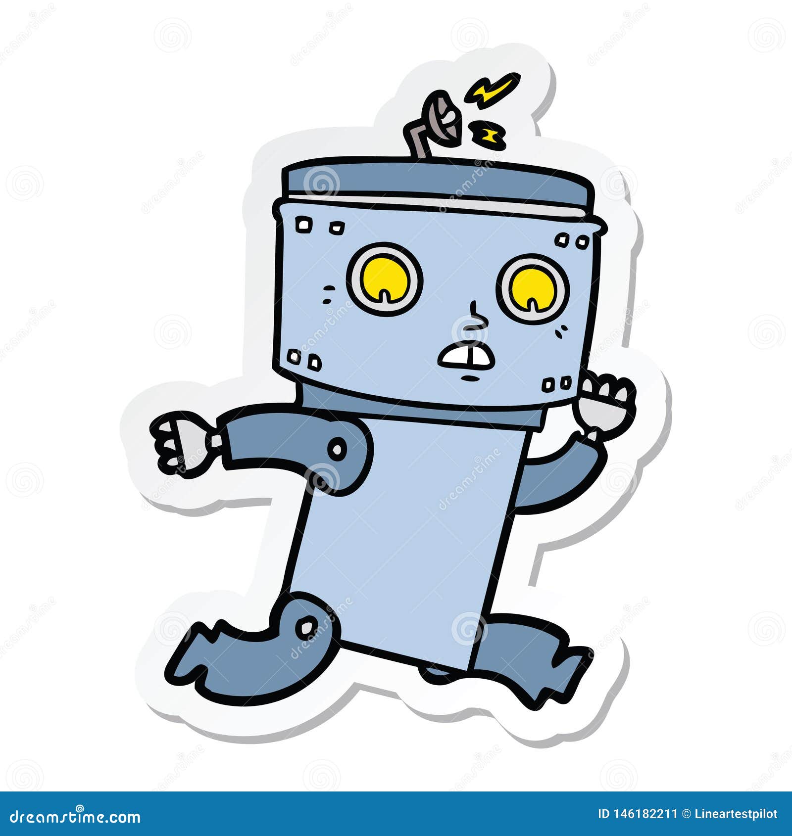 Sticker of a cartoon robot stock vector. Illustration of android ...