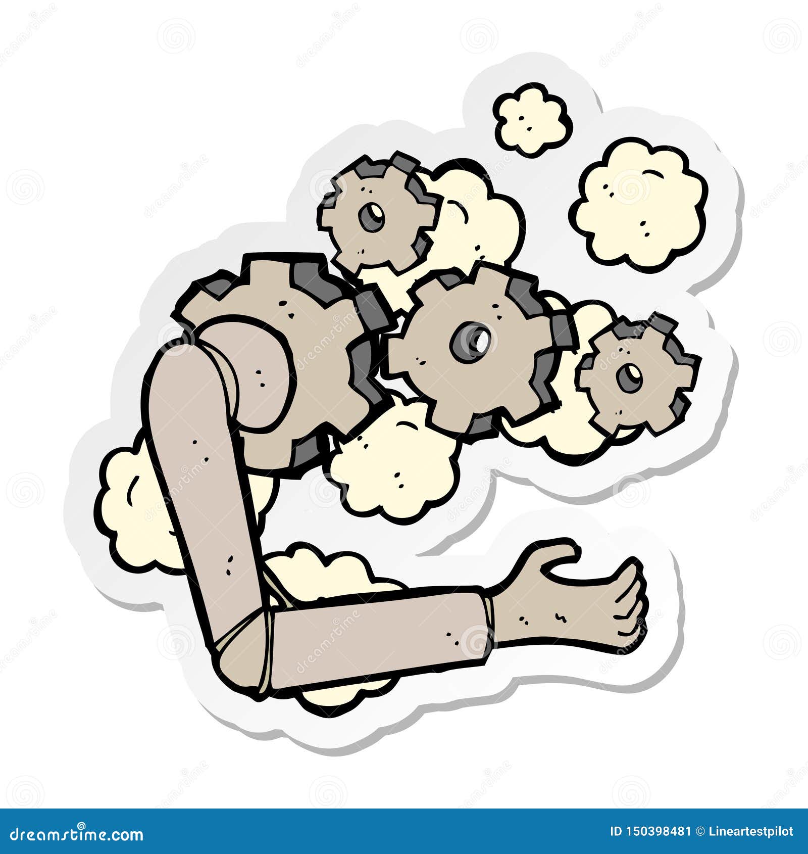 Sticker of a Cartoon Robotic Arm Stock Vector - Illustration of drawn ...