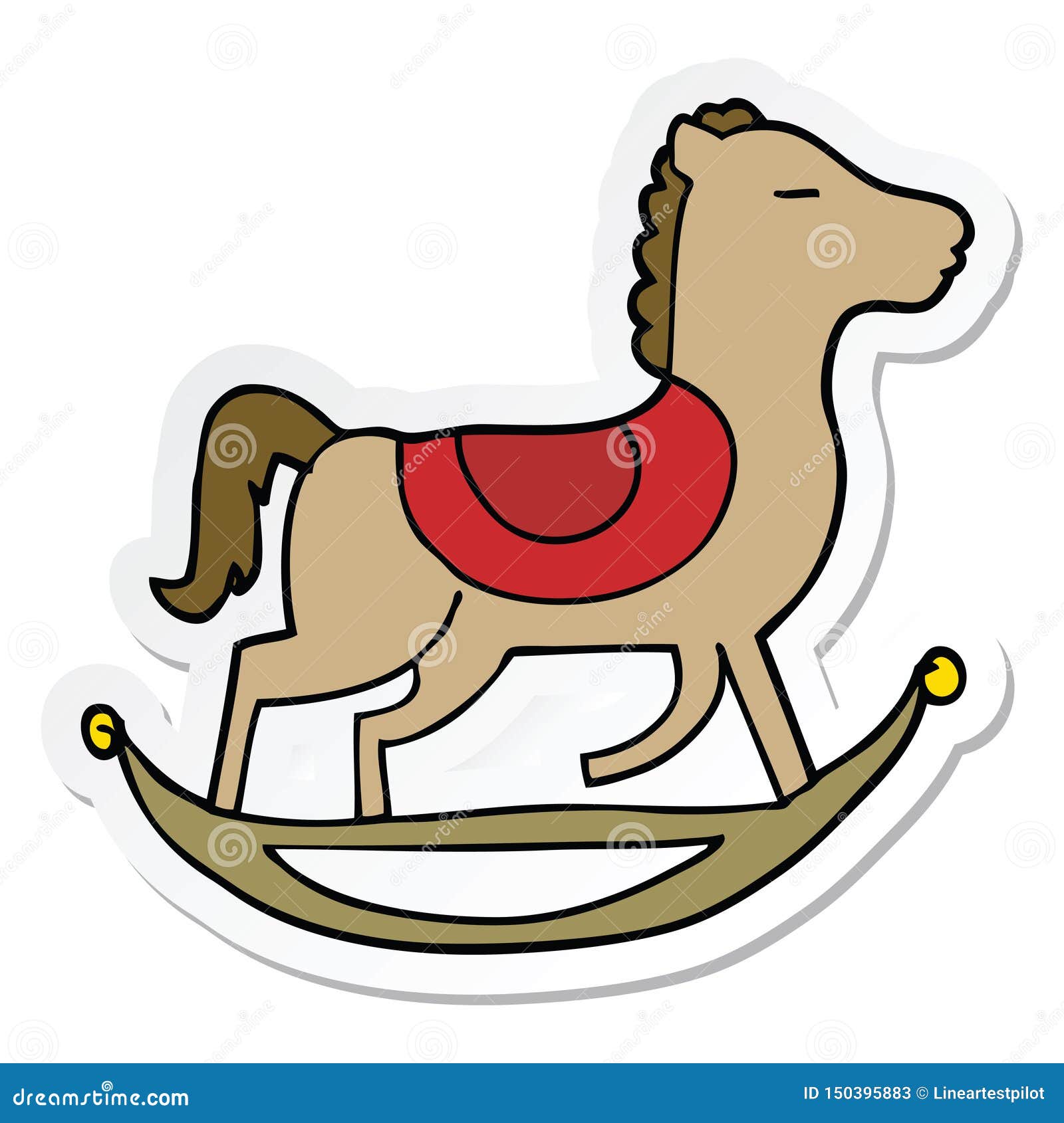 Sticker of a Cartoon Rocking Horse Stock Vector - Illustration of cute ...