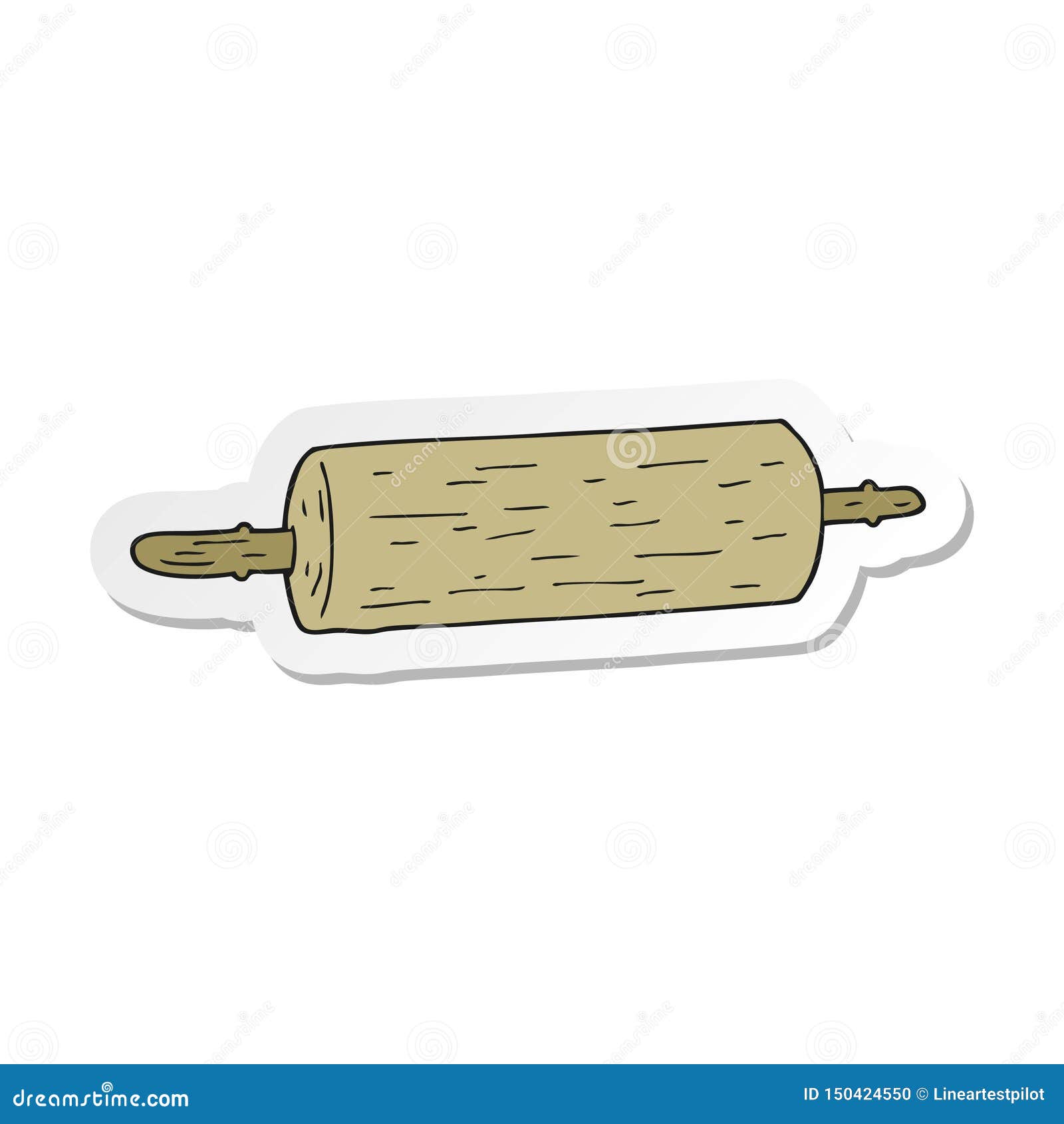 Sticker of a Cartoon Rolling Pin Stock Vector - Illustration of sign ...