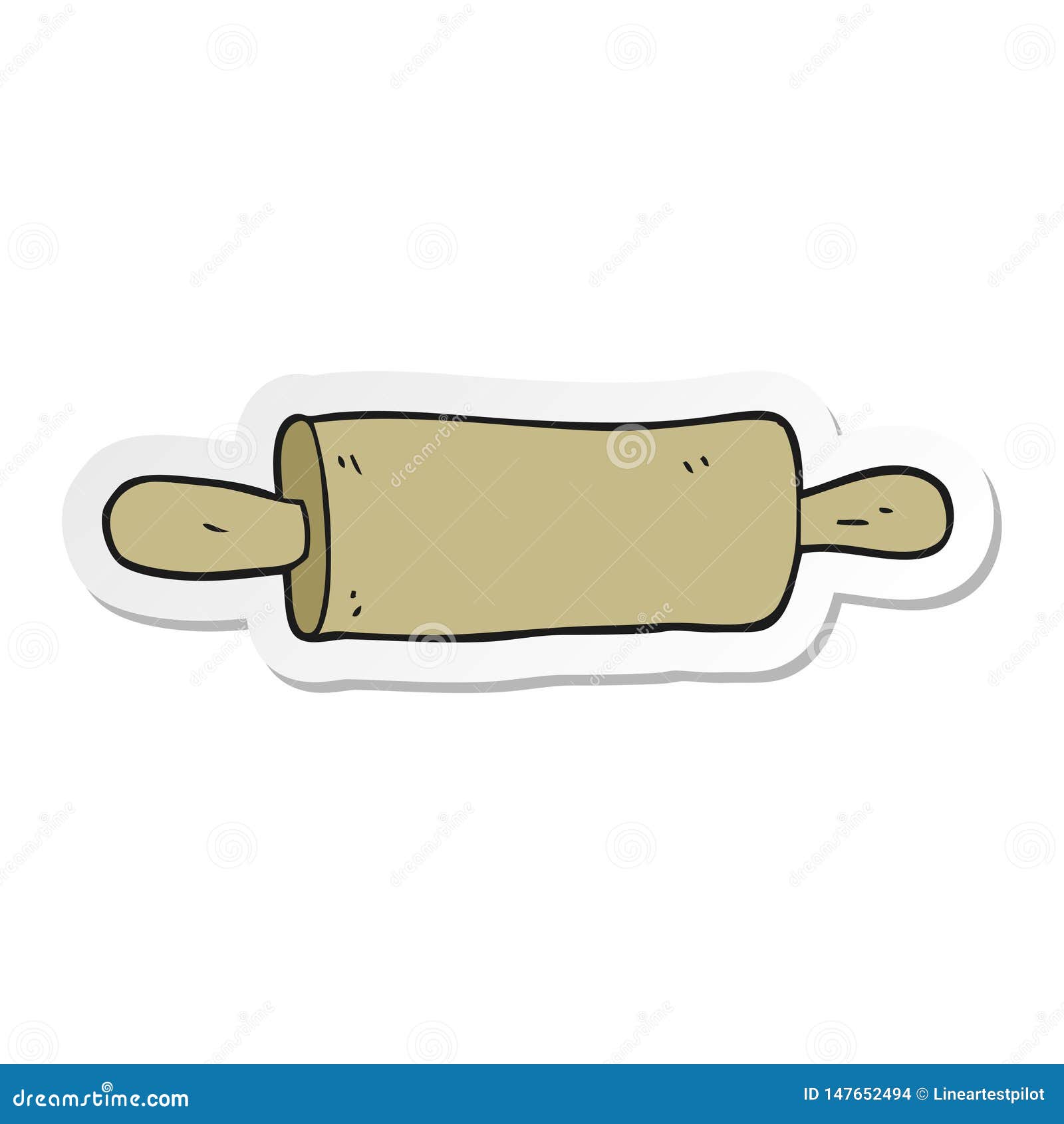 Sticker of a Cartoon Rolling Pin Stock Vector - Illustration of sticker ...